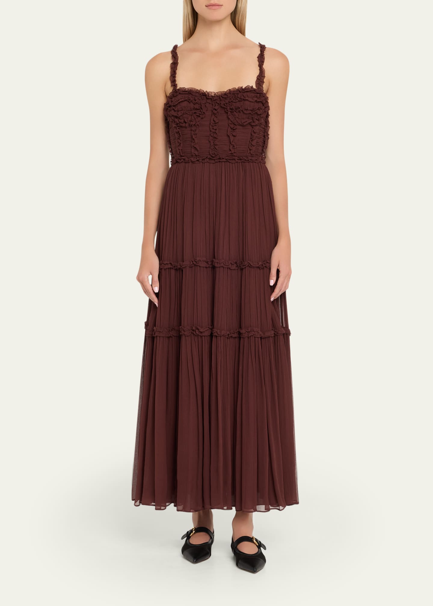 Ulla Johnson Talitha Smocked Sleeveless Silk Midi Dress - Bergdorf Goodman