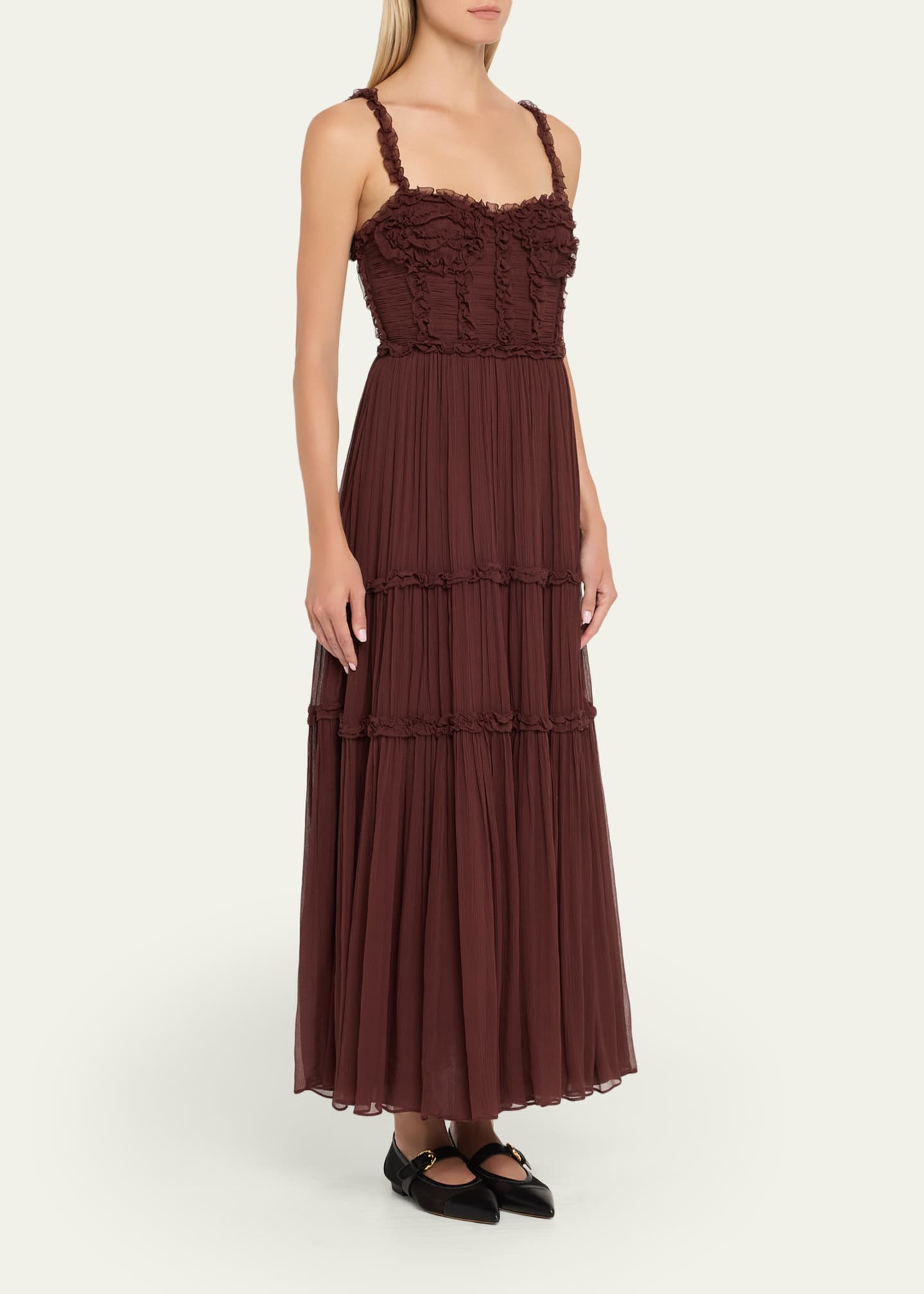 Ulla Johnson Talitha Smocked Sleeveless Silk Midi Dress - Bergdorf Goodman