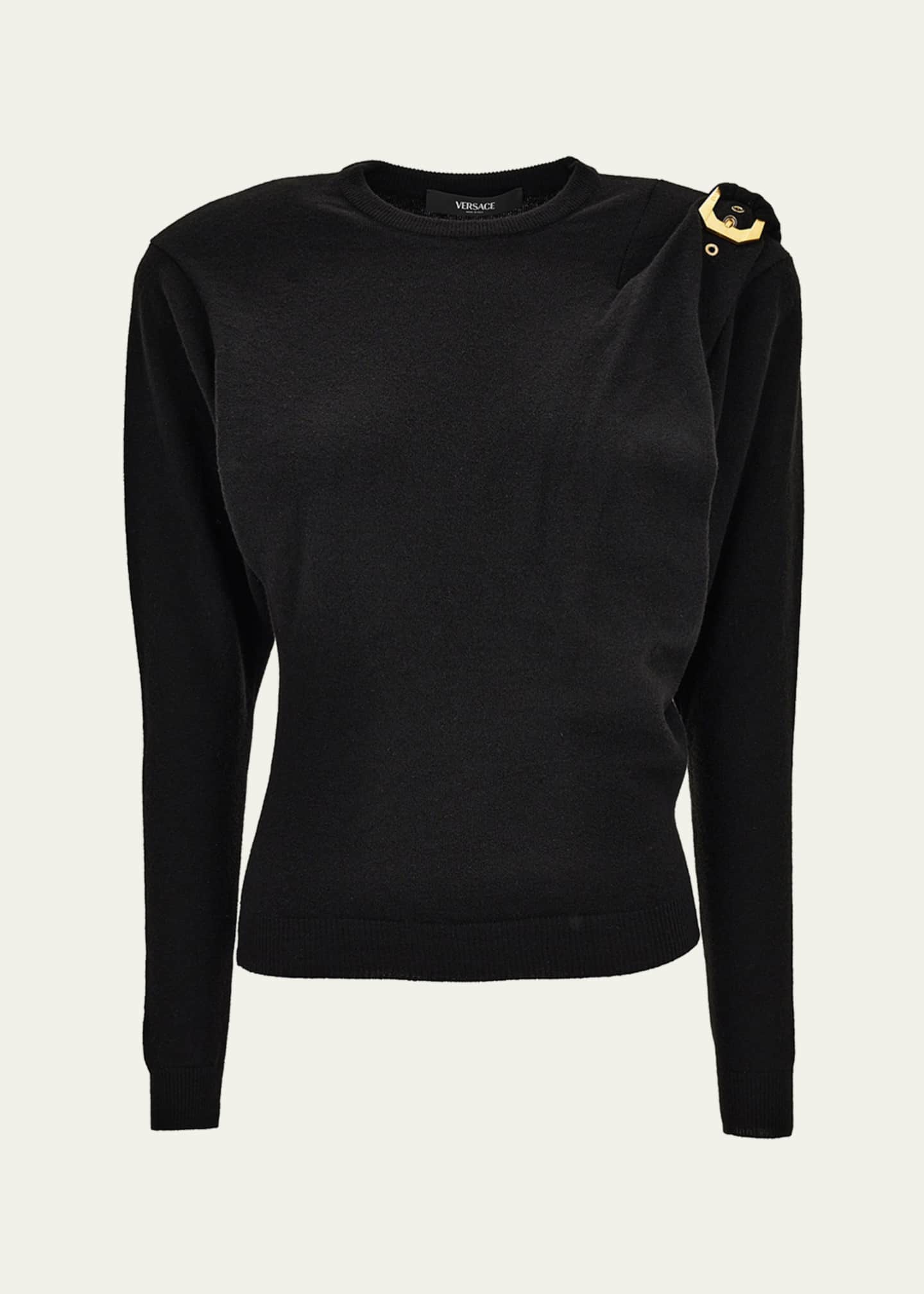 Versace Wool Knit Buckle Sweater - Bergdorf Goodman