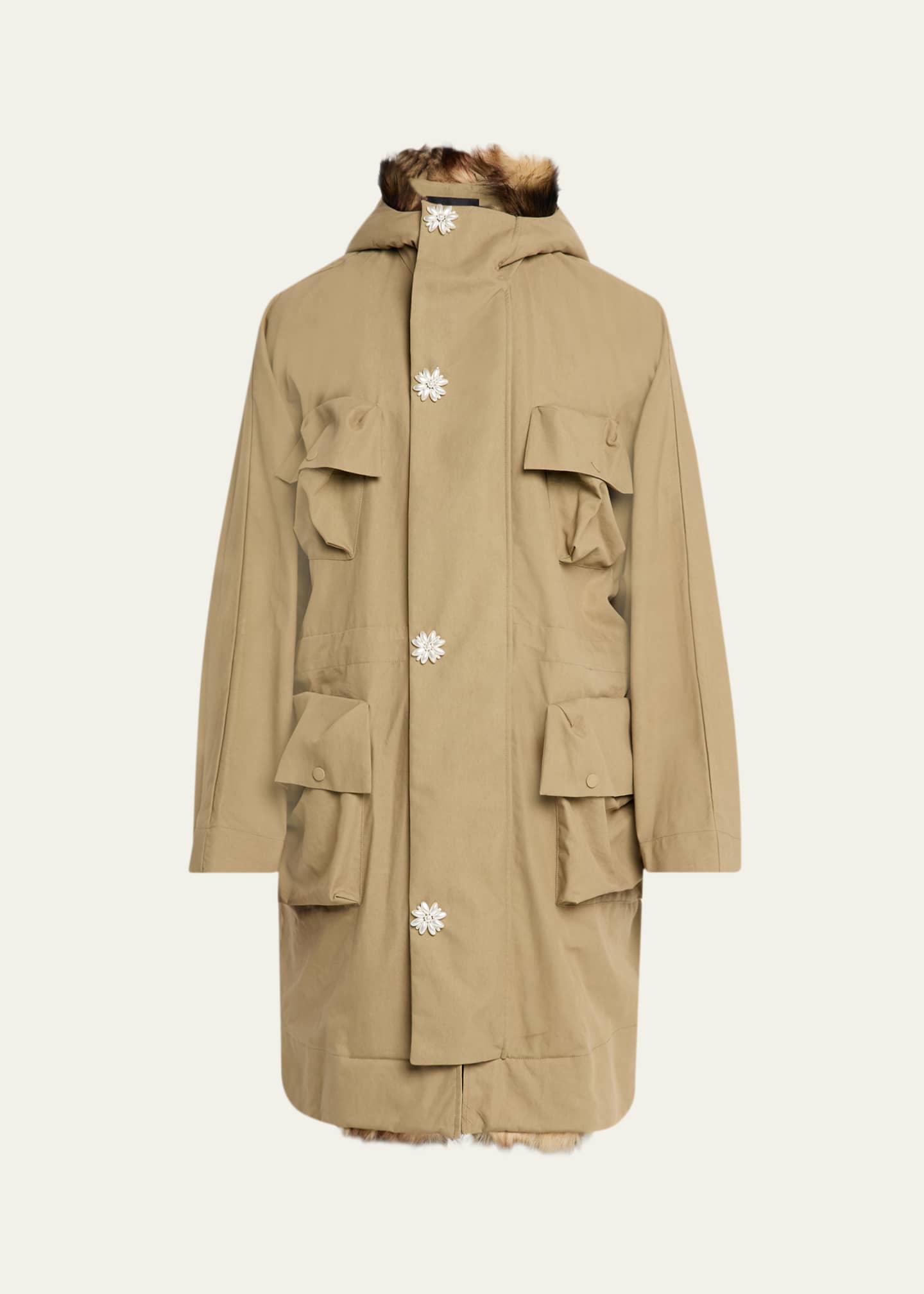 Simone Rocha Men's Multi-Pocket Faux Fur-Lined Parka Coat - Bergdorf ...