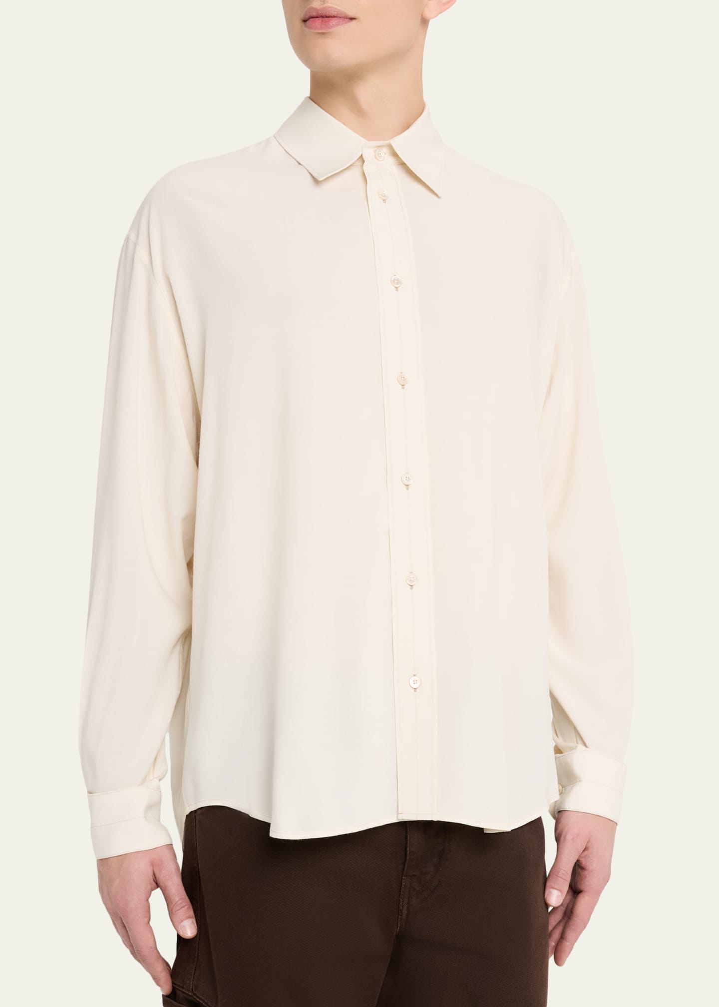 LEMAIRE Men's Viscose and Wool Relaxed-Fit Button-Down Shirt - Bergdorf ...