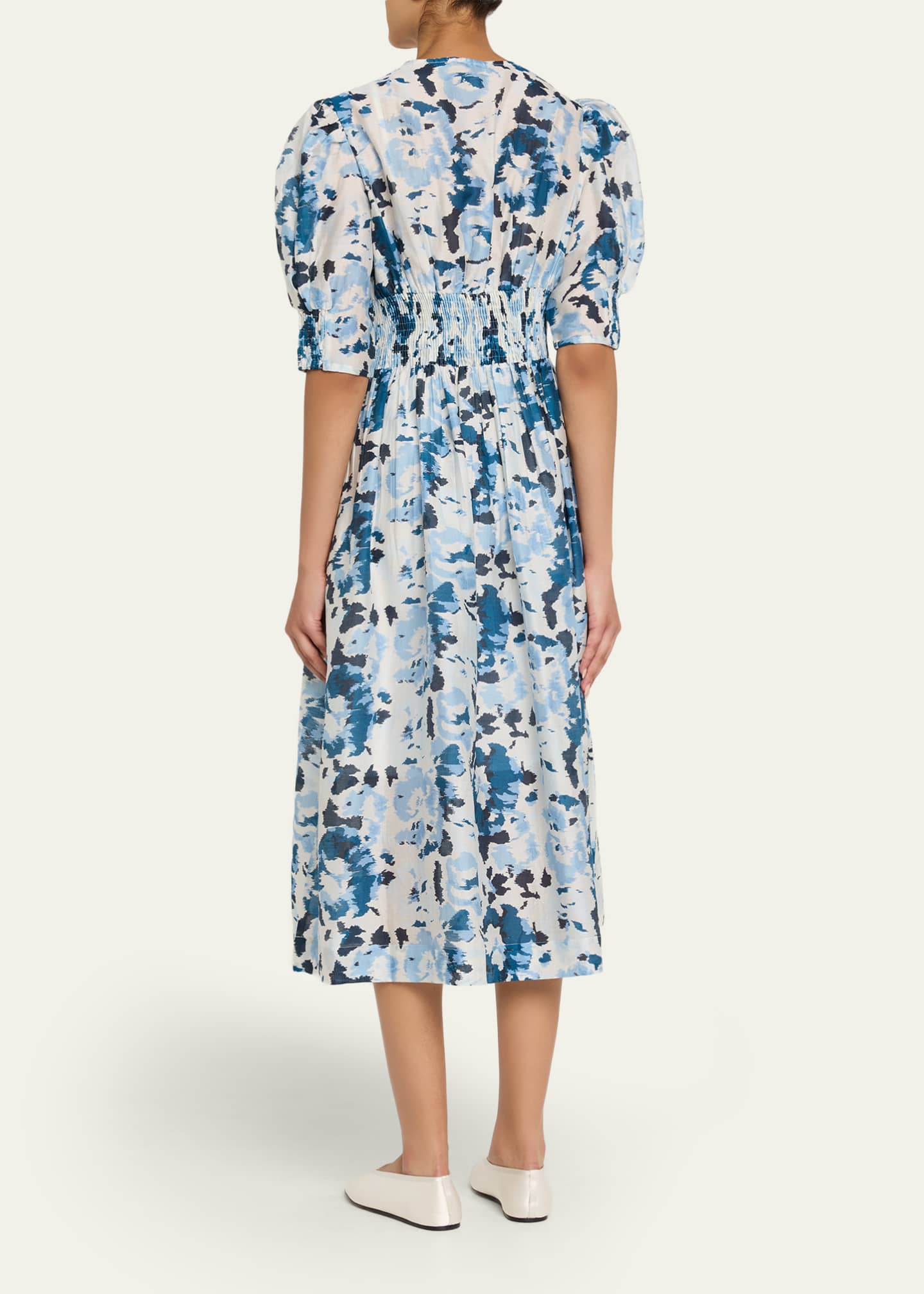 Hannah Artwear Sophia Puff-Sleeve Midi Dress - Bergdorf Goodman