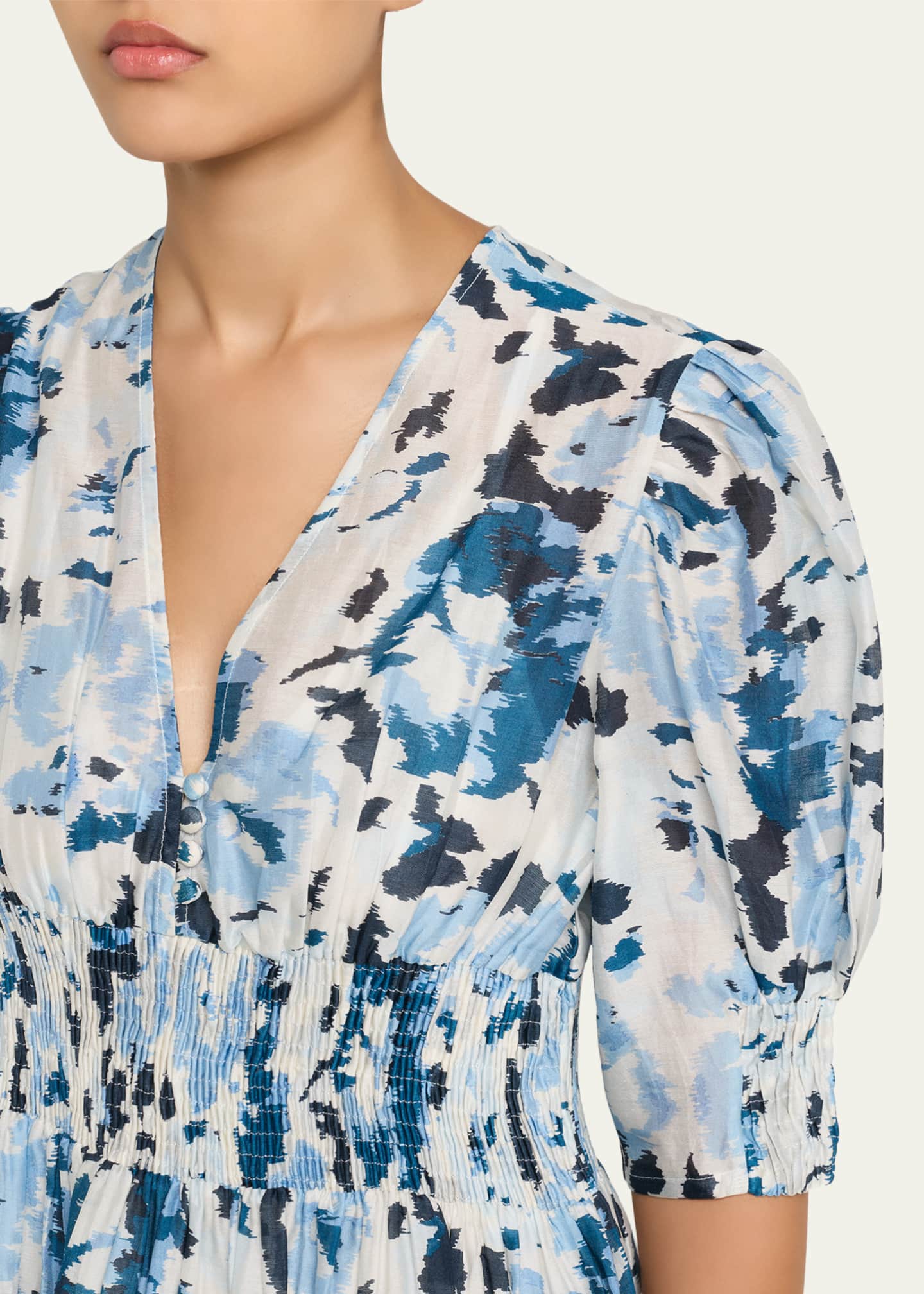 Hannah Artwear Sophia Puff-Sleeve Midi Dress - Bergdorf Goodman