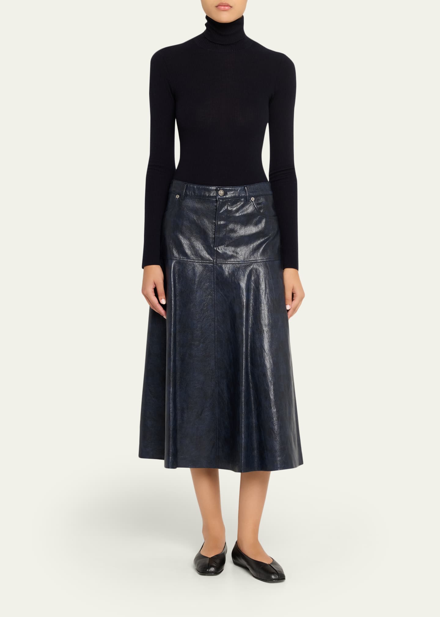 Kobi Halperin Rhea Circle-Cut Faux Leather Midi Skirt - Bergdorf Goodman