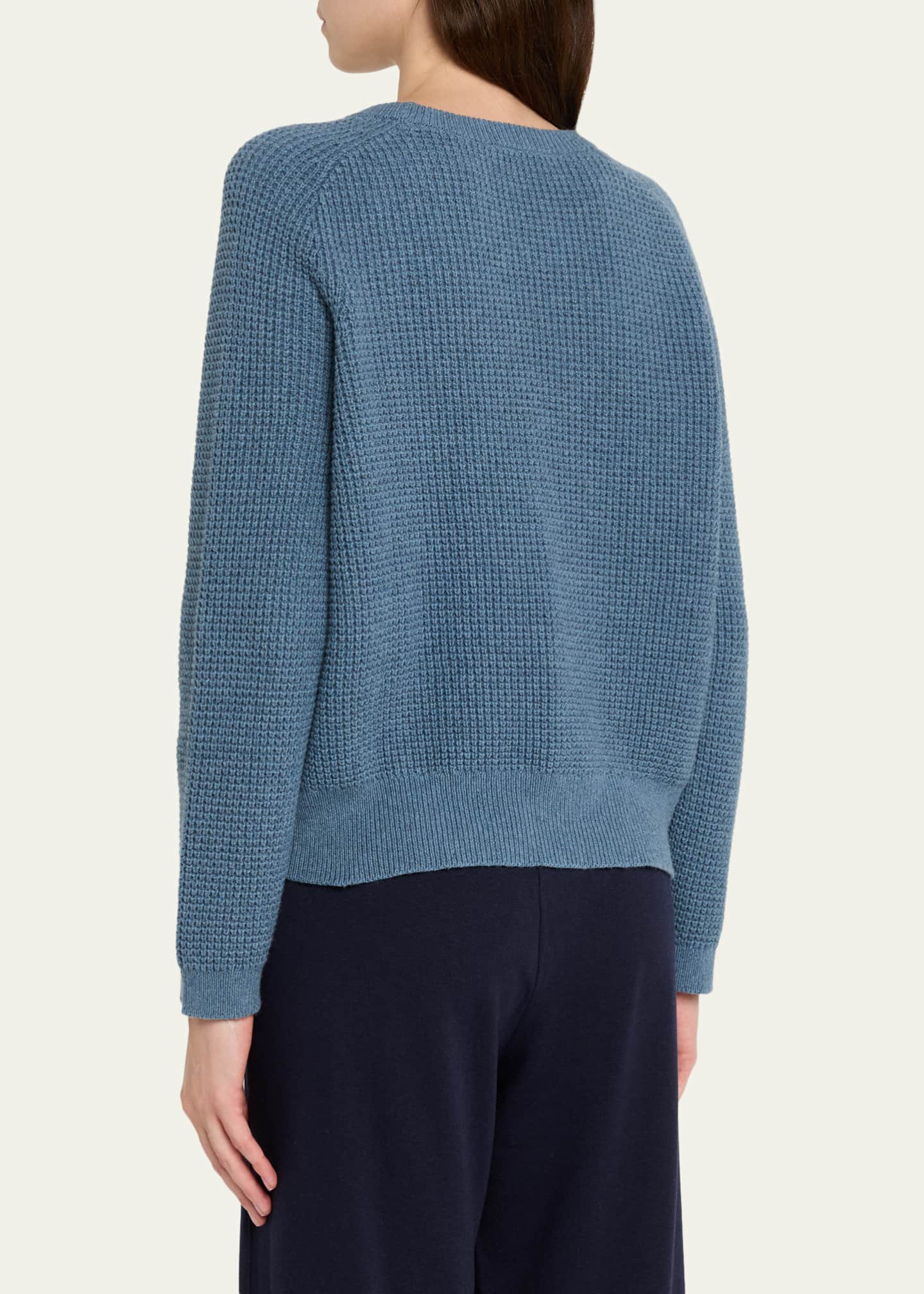 Eileen Fisher Crewneck Cotton-Cashmere Thermal Knit Top - Bergdorf Goodman