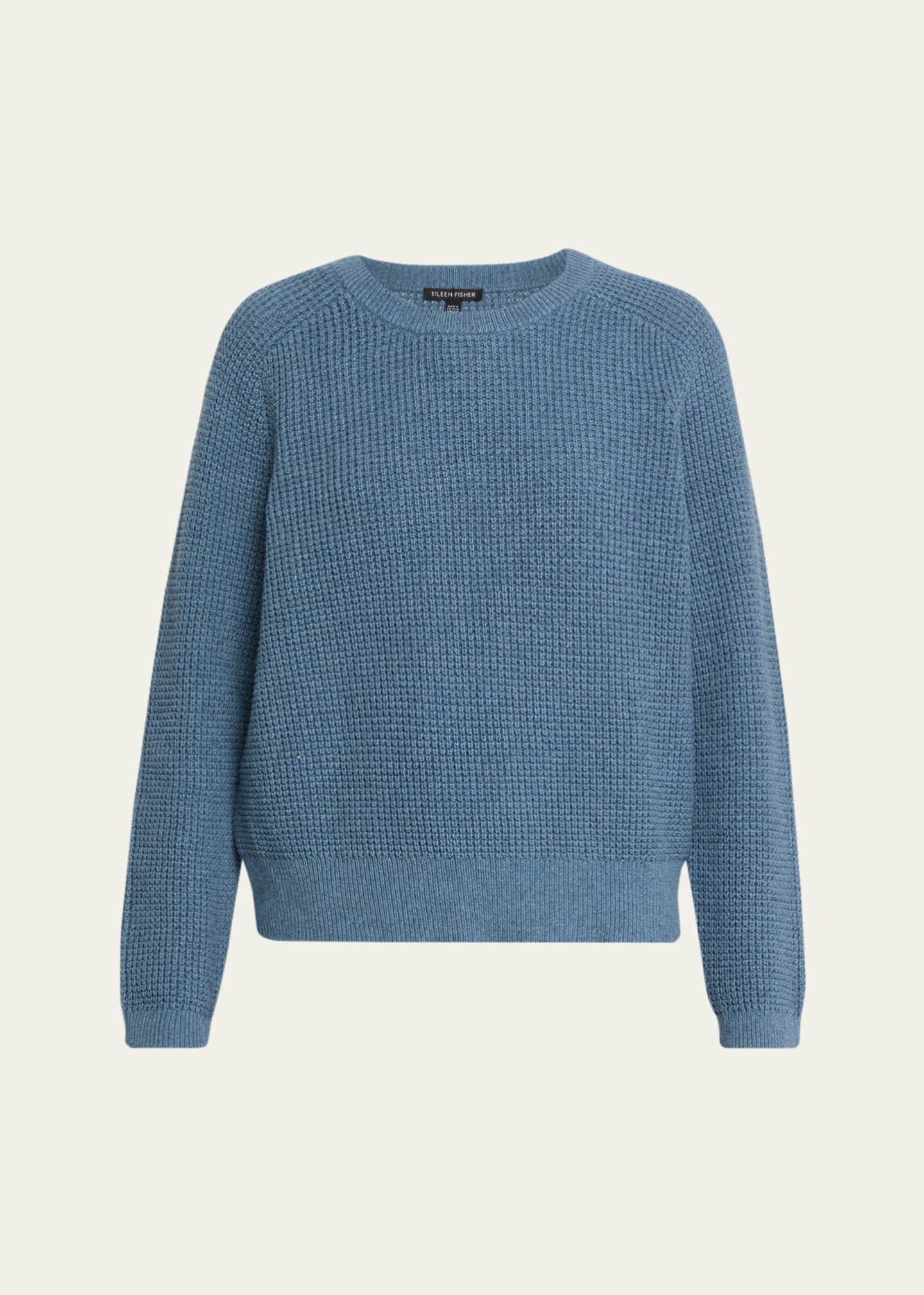 Eileen Fisher Crewneck Cotton-Cashmere Thermal Knit Top - Bergdorf Goodman