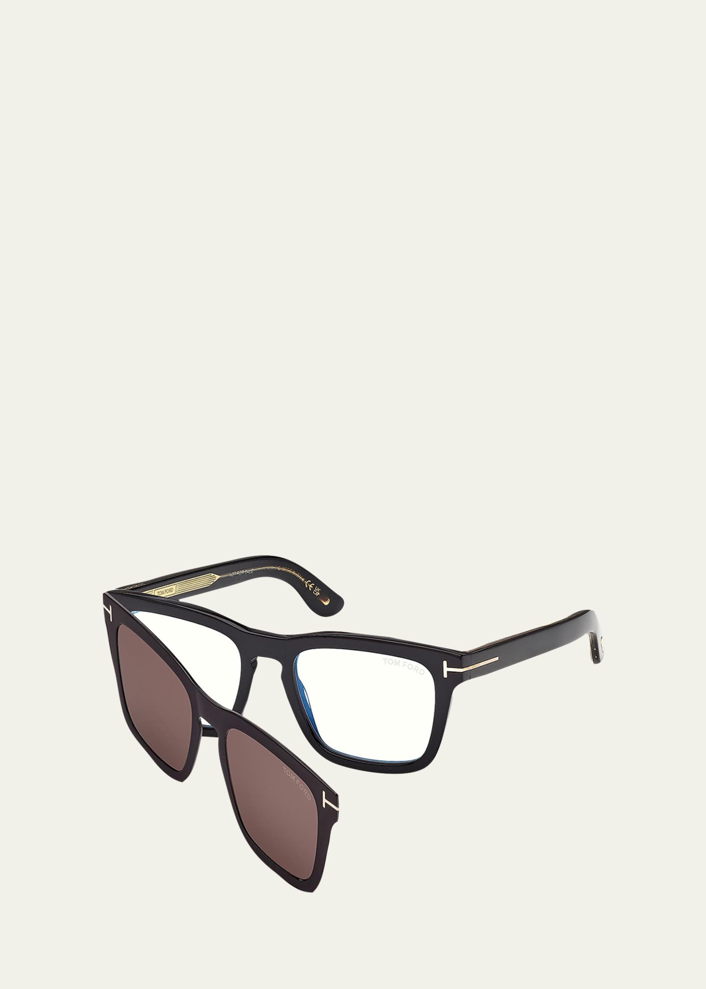 TOM FORD Men's Icon Square Acetate Blue Block Optical Glasses with Clip ...