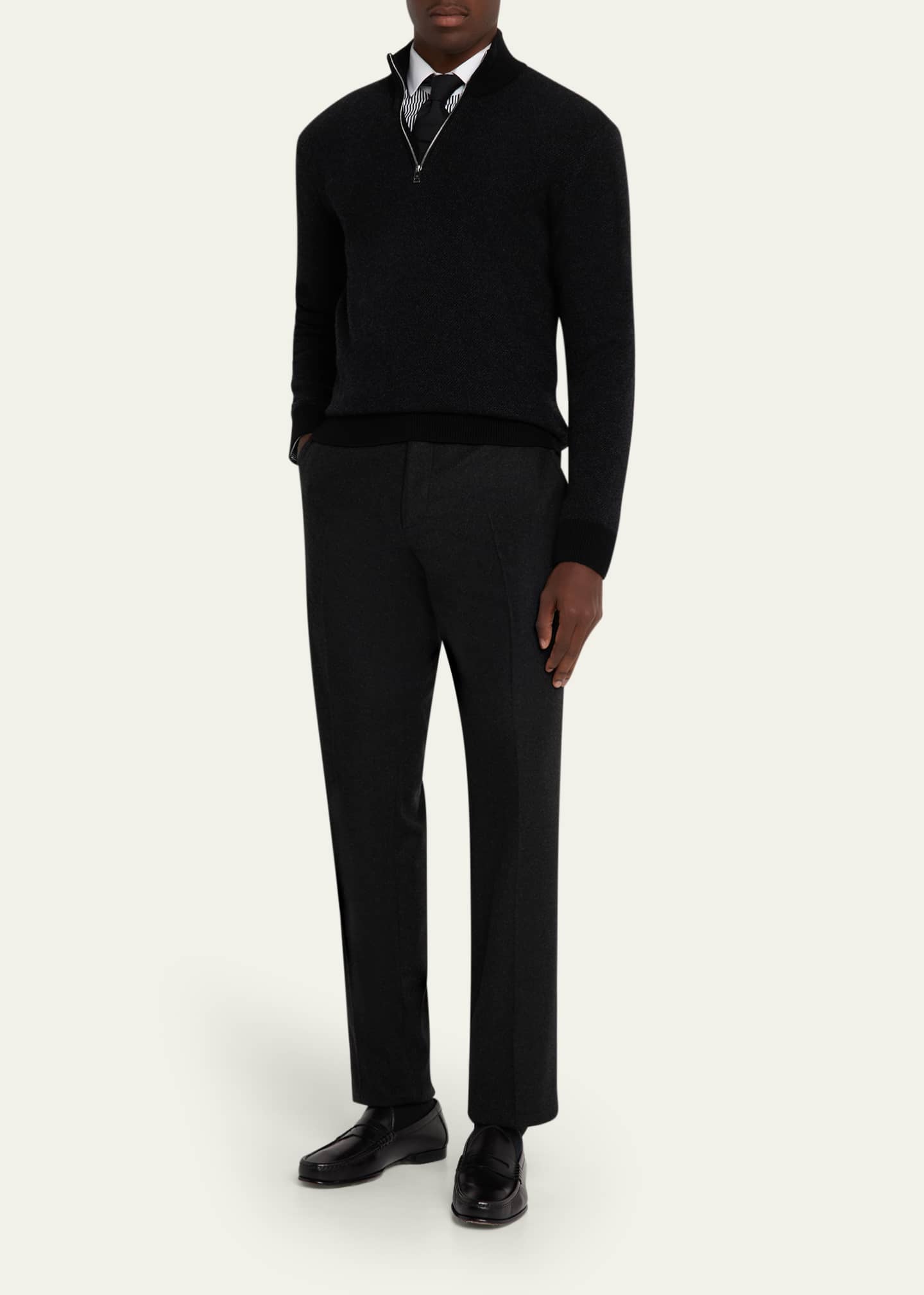 Ralph Lauren Purple Label Birdseye Cashmere Quarter-Zip Sweater ...