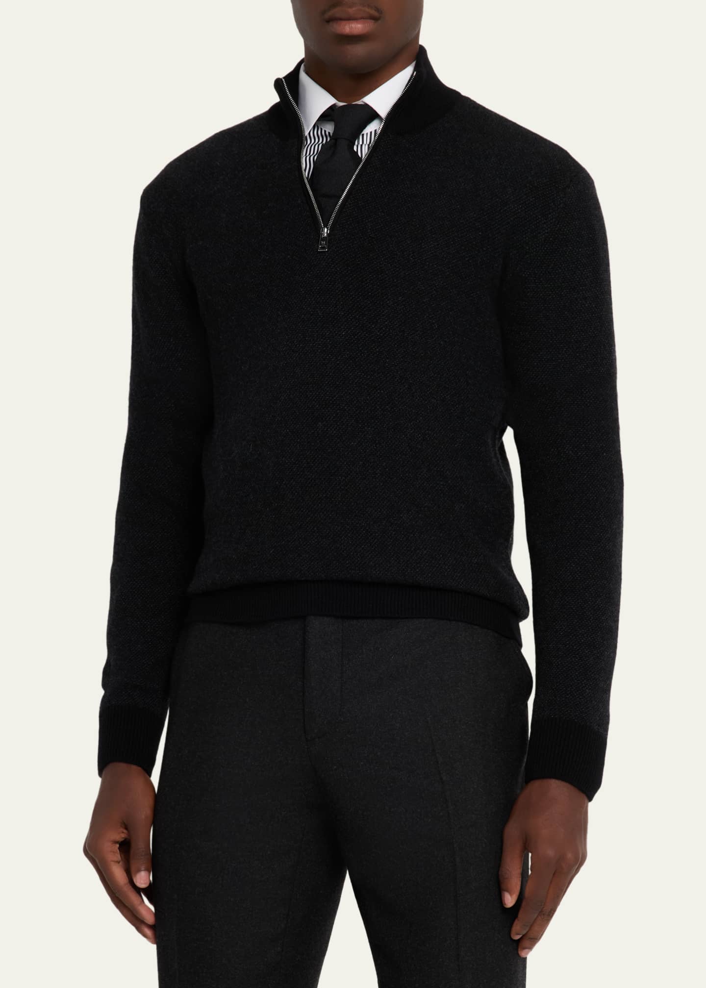 Ralph Lauren Purple Label Birdseye Cashmere Quarter-Zip Sweater ...