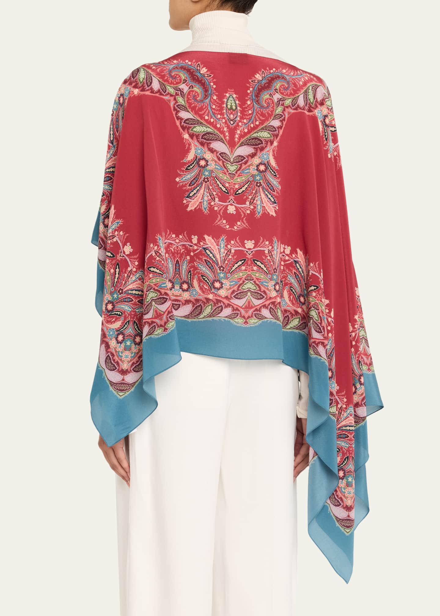 Etro Asymmetric Paisley Silk Poncho - Bergdorf Goodman
