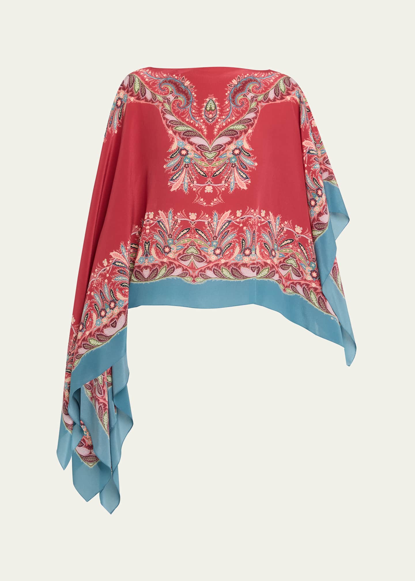 Etro Asymmetric Paisley Silk Poncho - Bergdorf Goodman