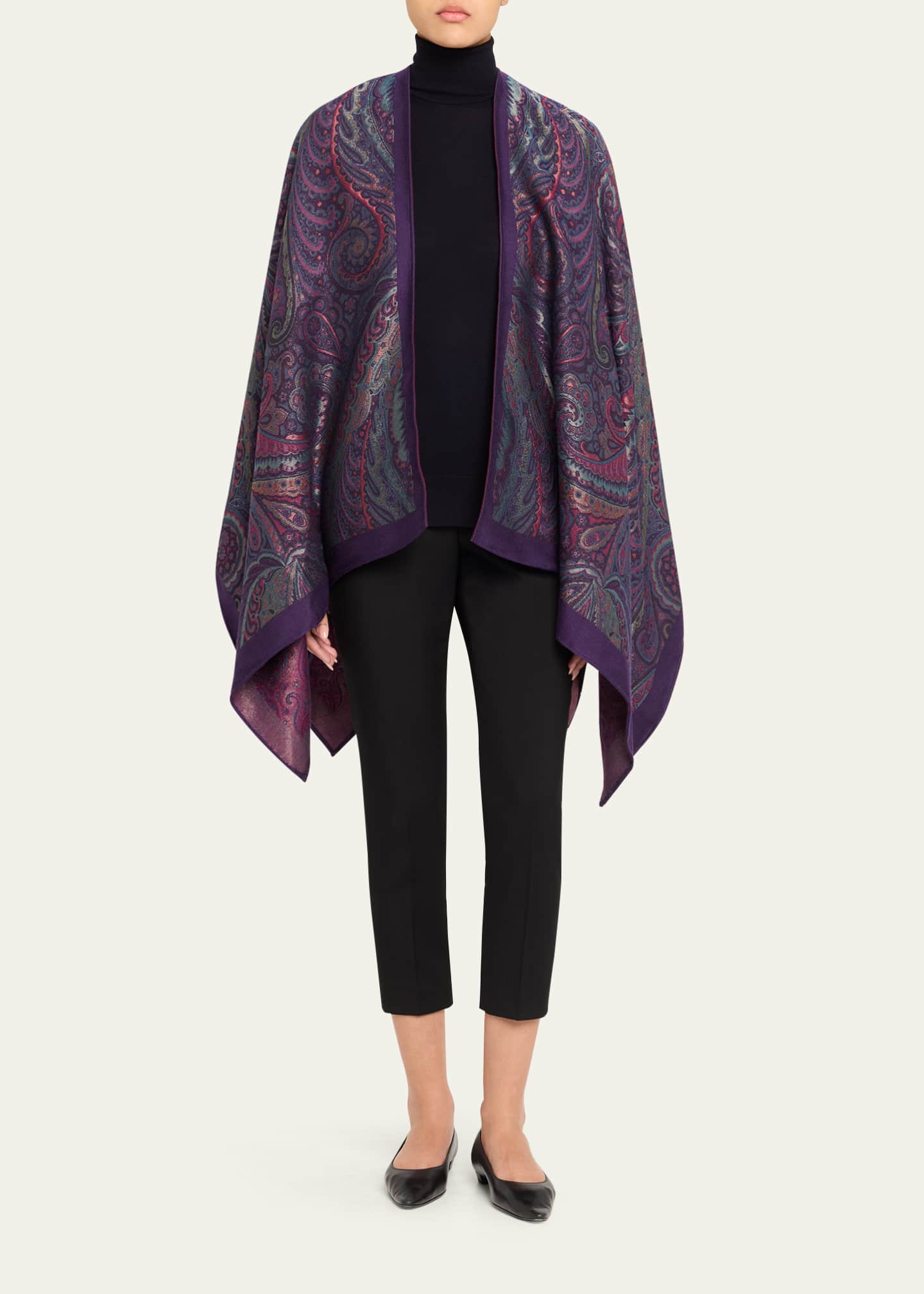 Etro Wool-Blend Jacquard Cape - Bergdorf Goodman