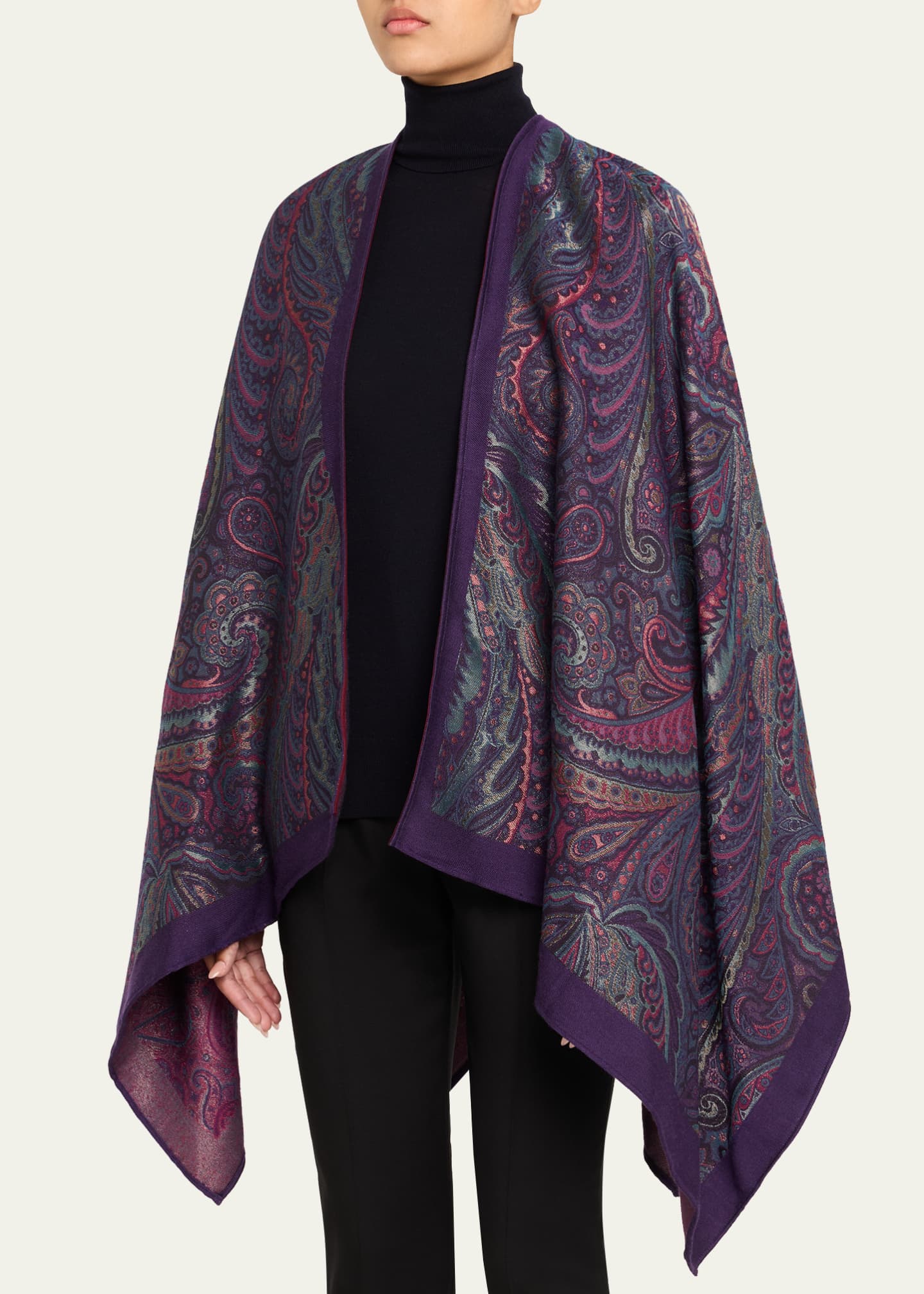 Etro Wool-Blend Jacquard Cape - Bergdorf Goodman