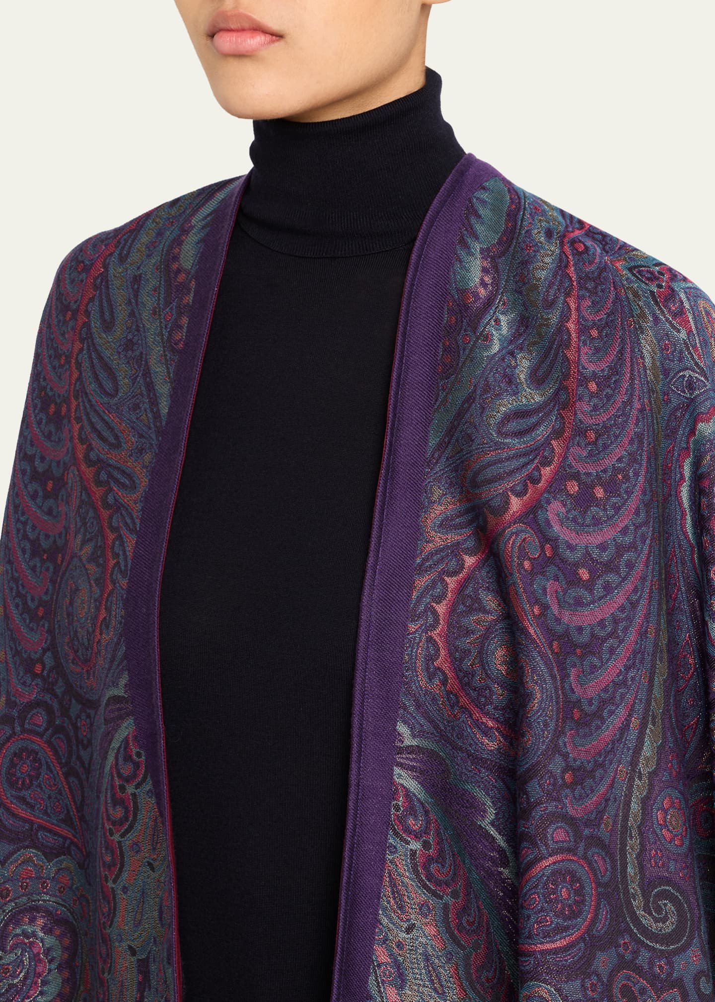 Etro Wool-Blend Jacquard Cape - Bergdorf Goodman
