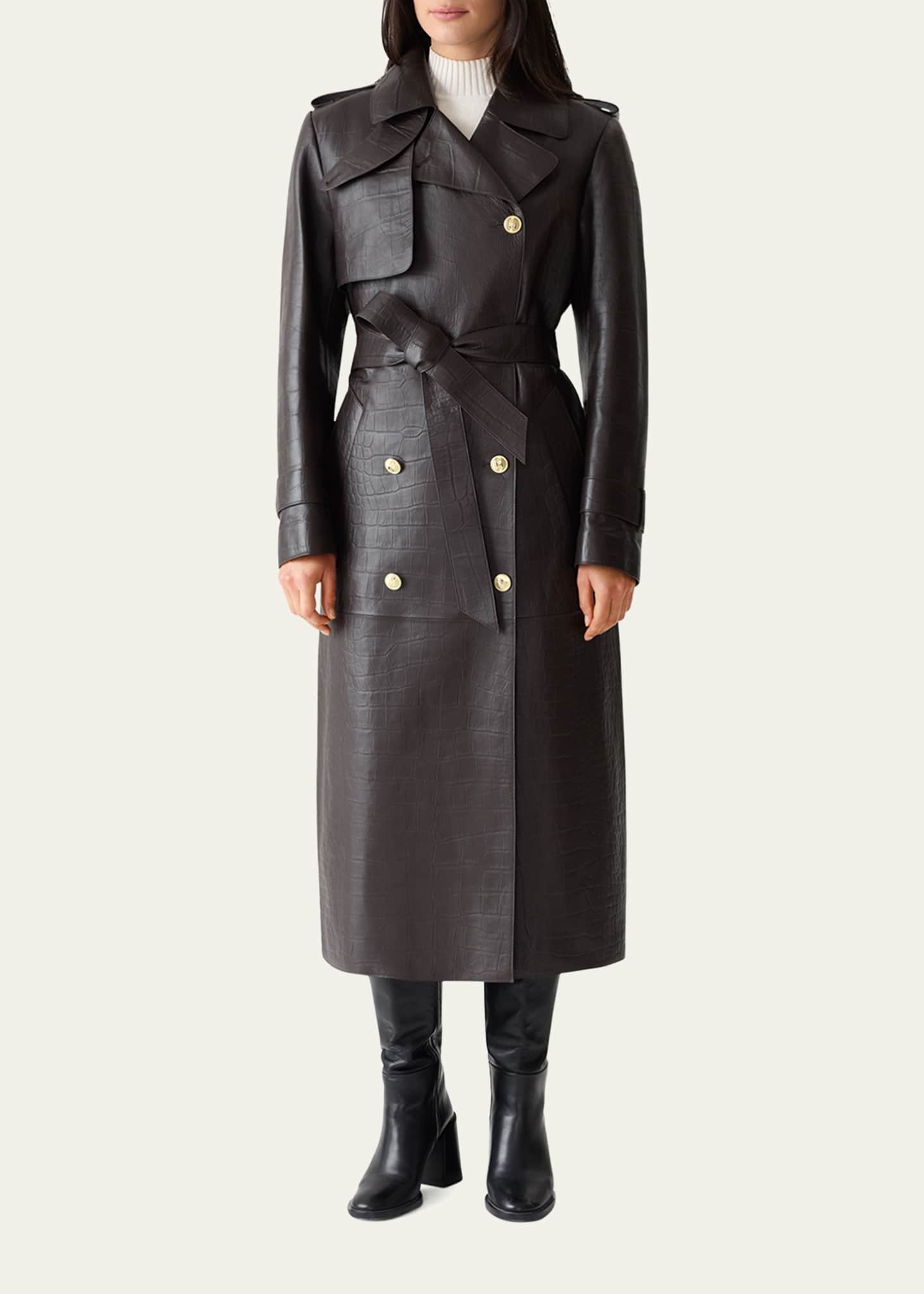 Mackage Gael-NV Croc-Embossed Leather Trench Coat - Bergdorf Goodman