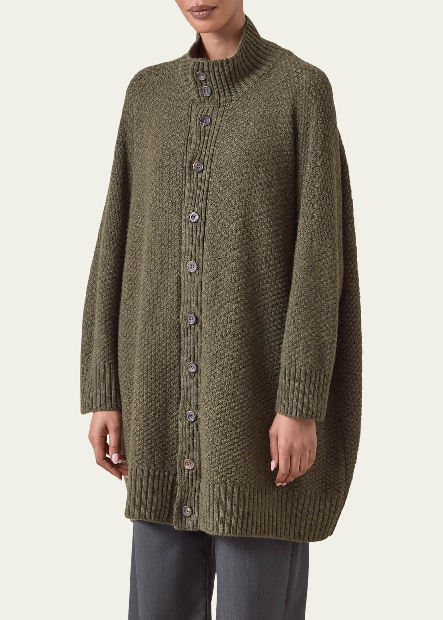 Eskandar Wide High-Neck Button Cardigan (Long Plus Length) - Bergdorf ...