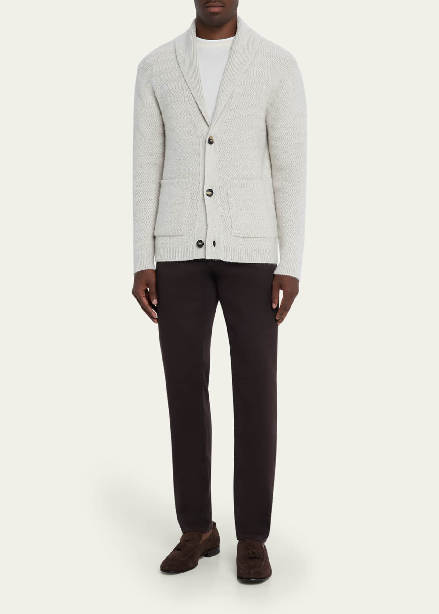 Bergdorf Goodman Men's Cashmere Chevron-Knit Shawl Cardigan - Bergdorf ...