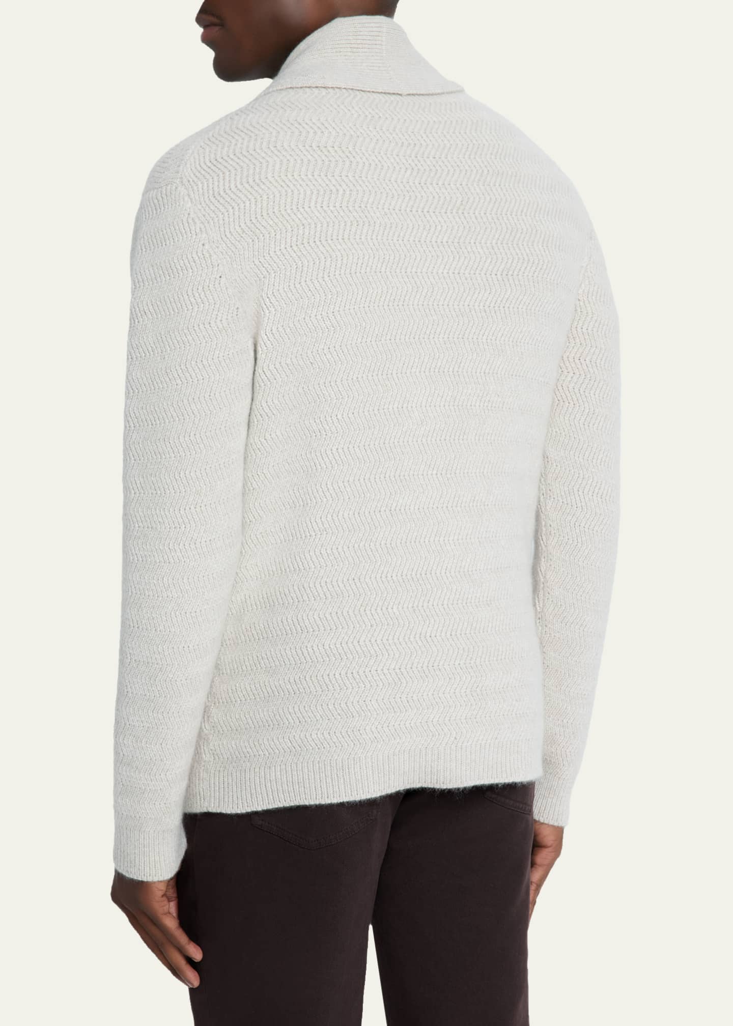 Bergdorf Goodman Men's Cashmere Chevron-Knit Shawl Cardigan - Bergdorf ...