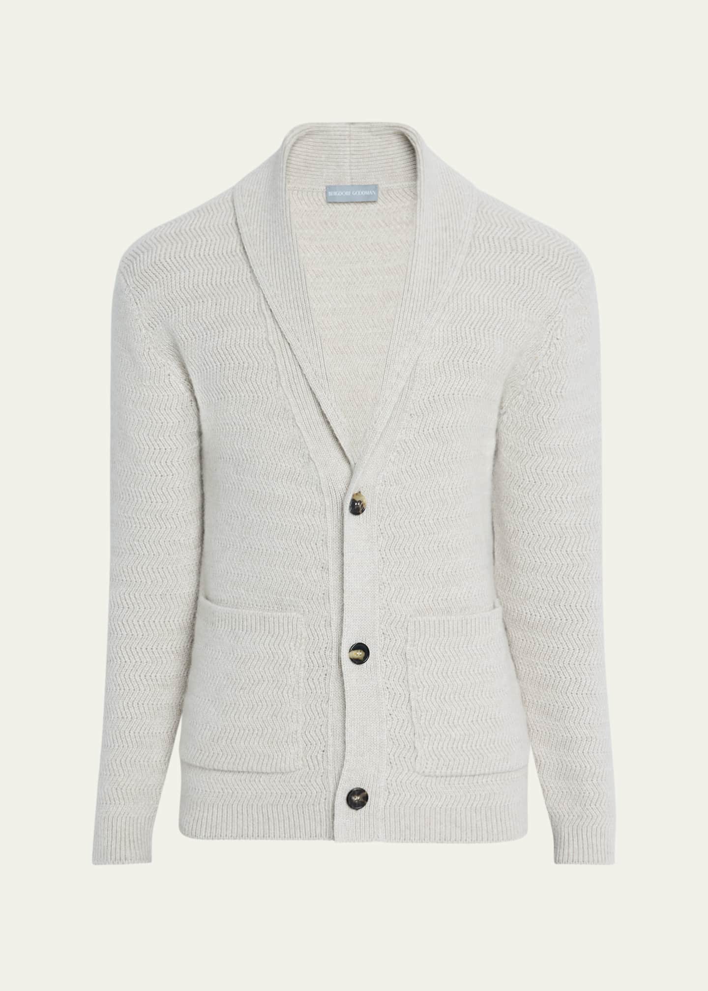 Bergdorf Goodman Men's Cashmere Chevron-Knit Shawl Cardigan - Bergdorf ...
