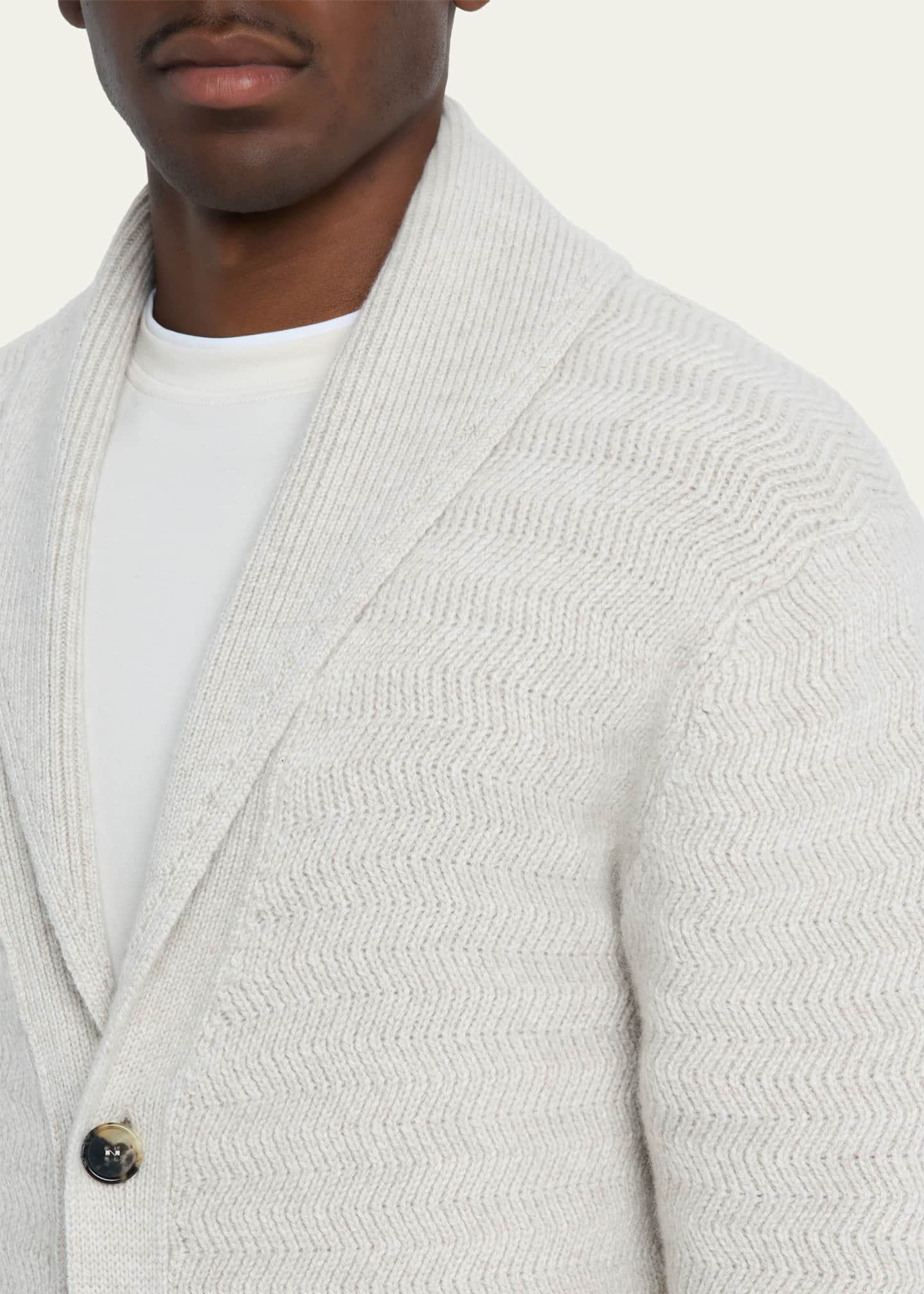Bergdorf Goodman Men's Cashmere Chevron-Knit Shawl Cardigan - Bergdorf ...