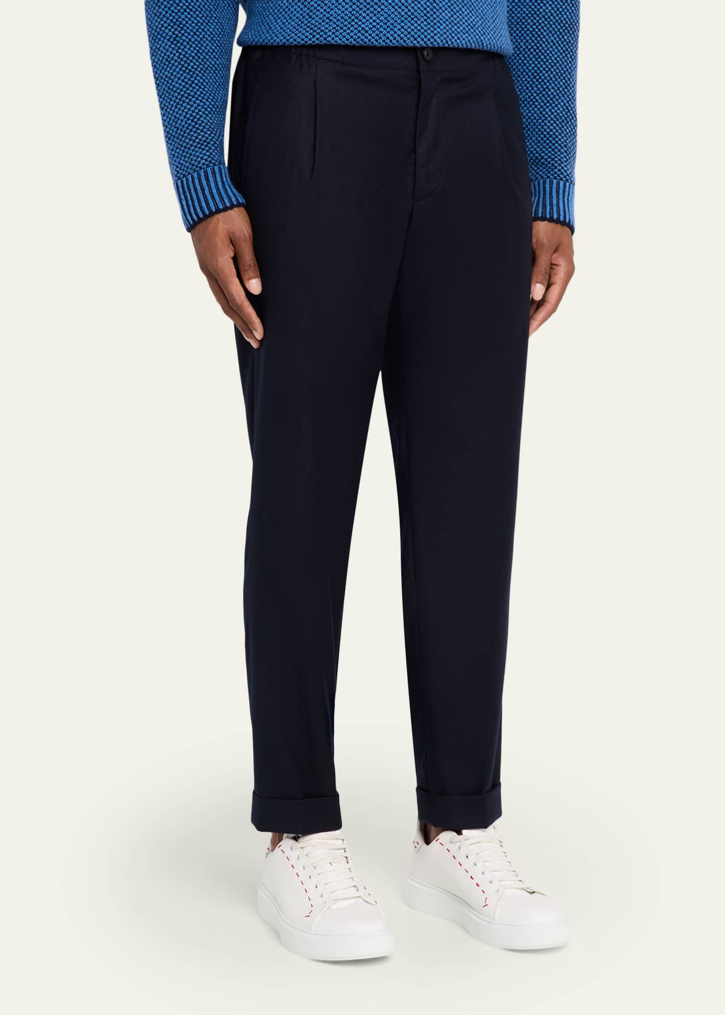 KNT Men's Wool Stretch Pleated Drawstring Trousers - Bergdorf Goodman