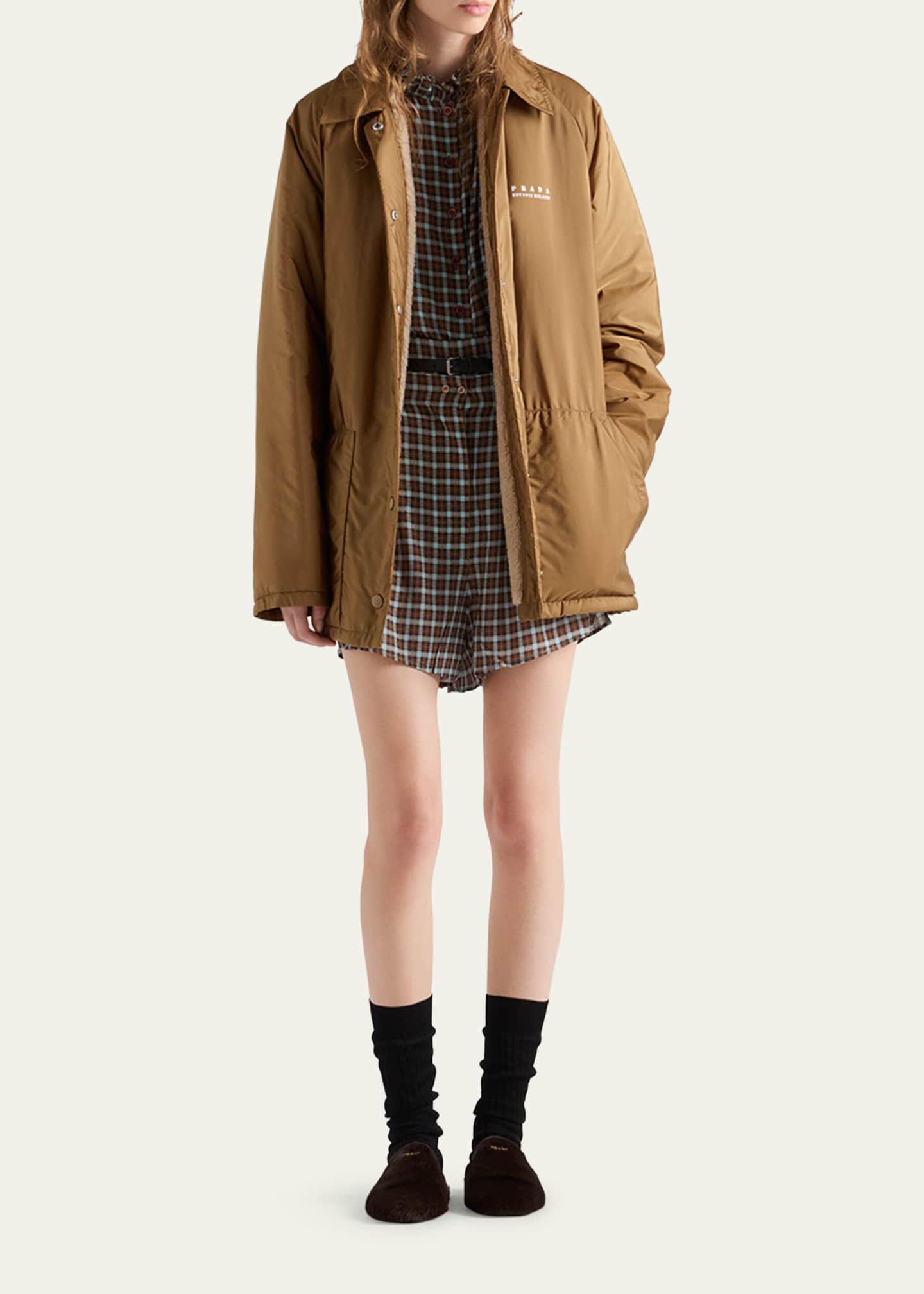 Prada Fleece-Lined Re-Nylon Jacket - Bergdorf Goodman