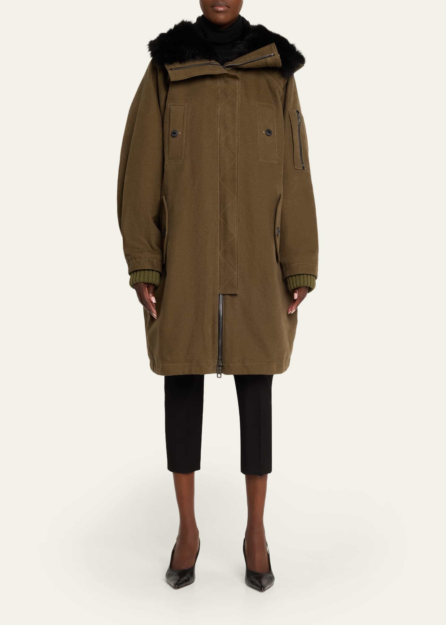 Dolce&Gabbana Lamb Shearling Lined Oversized Hooded Bomber Jacket ...