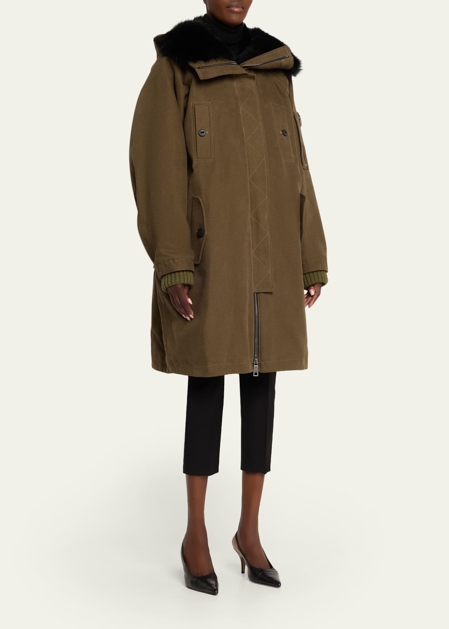 Dolce&Gabbana Lamb Shearling Lined Oversized Hooded Bomber Jacket ...