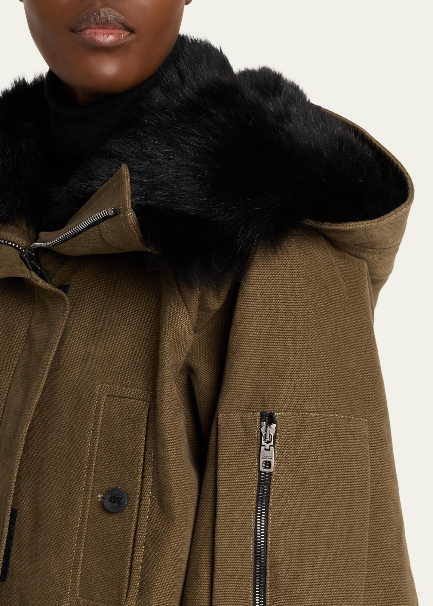 Dolce&Gabbana Lamb Shearling Lined Oversized Hooded Bomber Jacket ...
