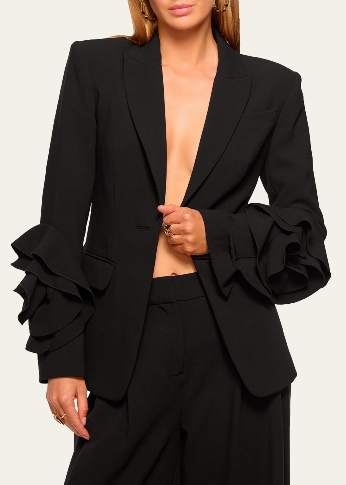 Ramy Brook Leah Single-Breasted Ruffle Blazer - Bergdorf Goodman