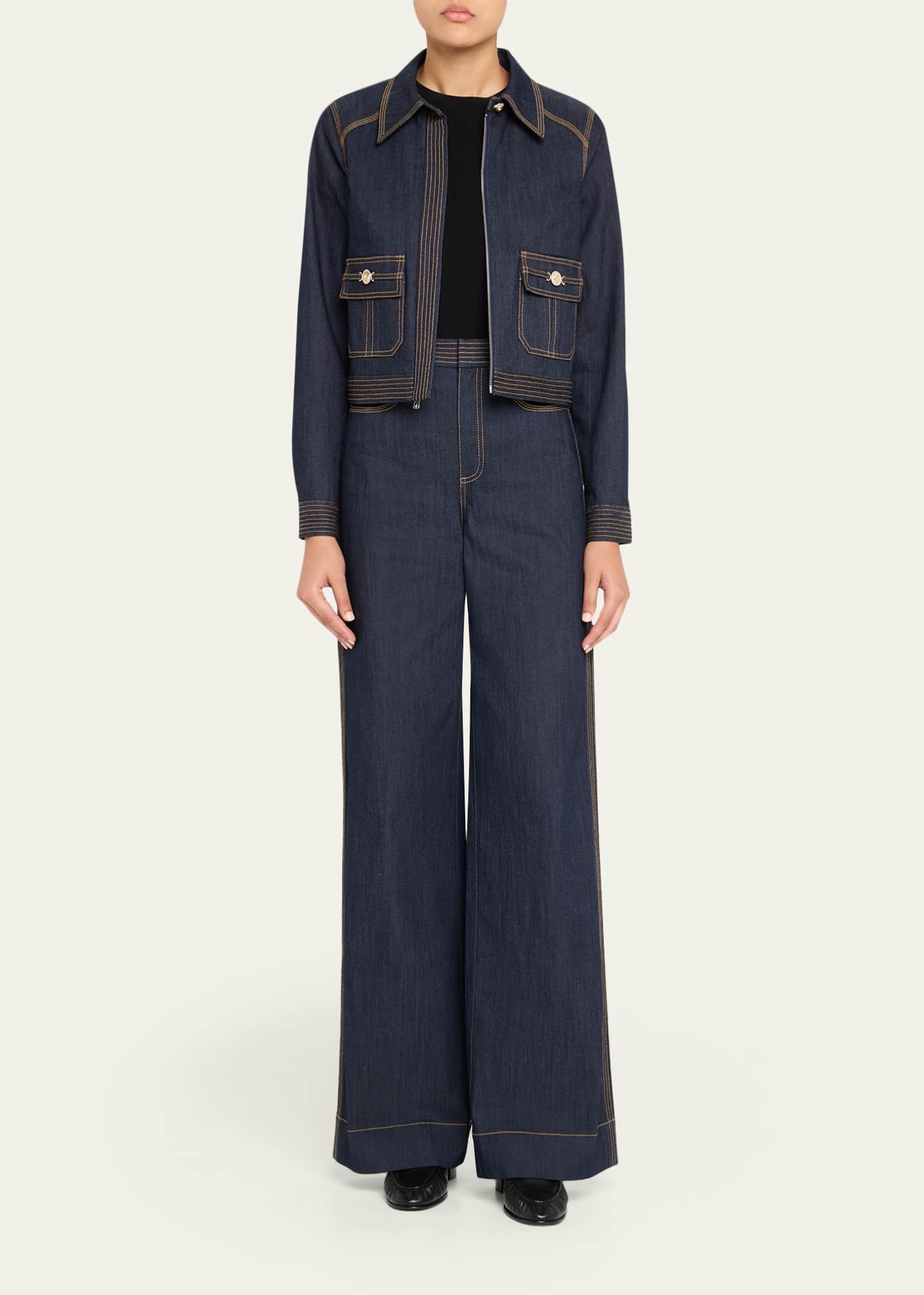Cinq a Sept Bev Wide-Leg Denim Pants - Bergdorf Goodman