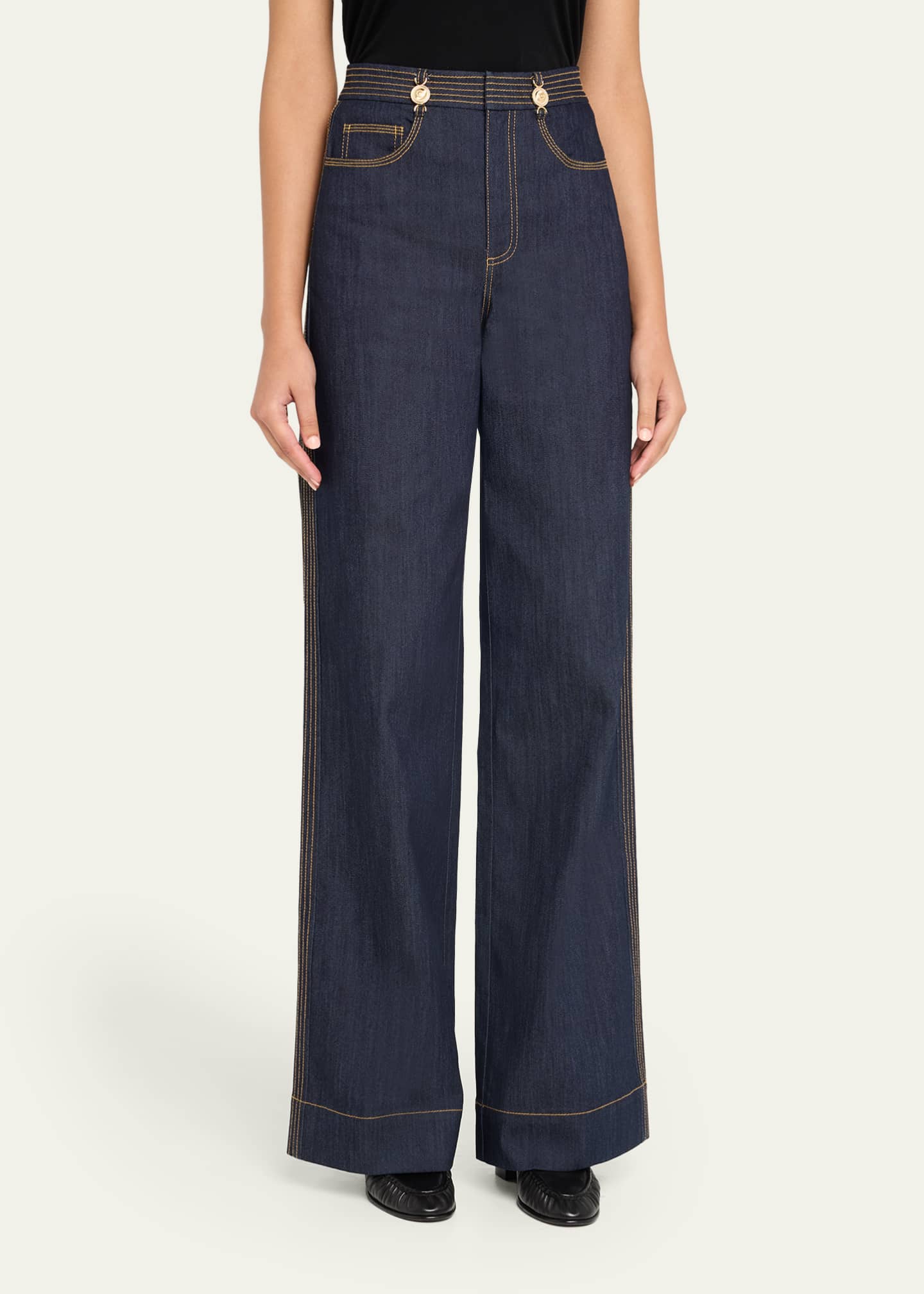 Cinq a Sept Bev Wide-Leg Denim Pants - Bergdorf Goodman