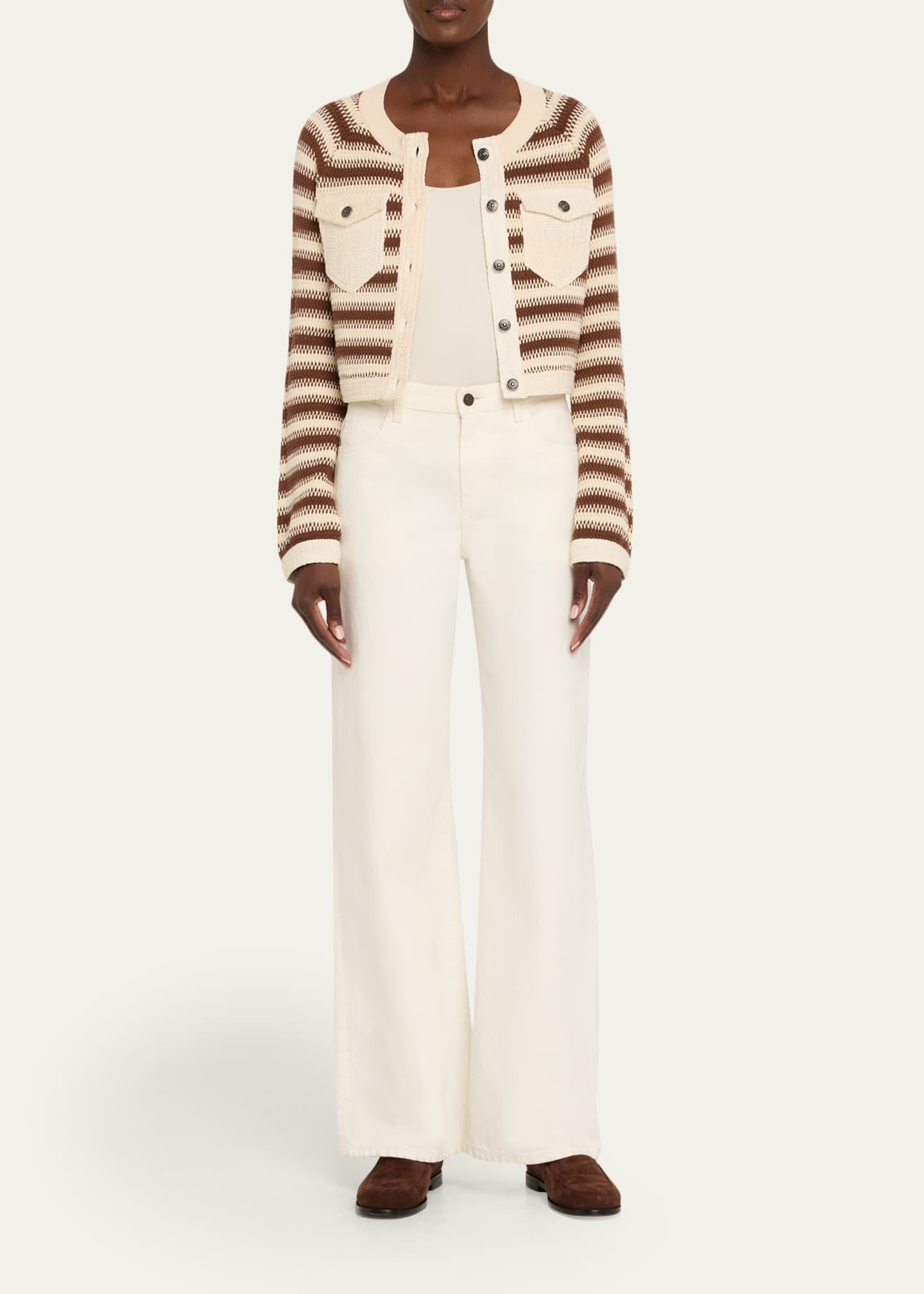 Cinq a Sept Suki Stripe Combo Cardigan - Bergdorf Goodman