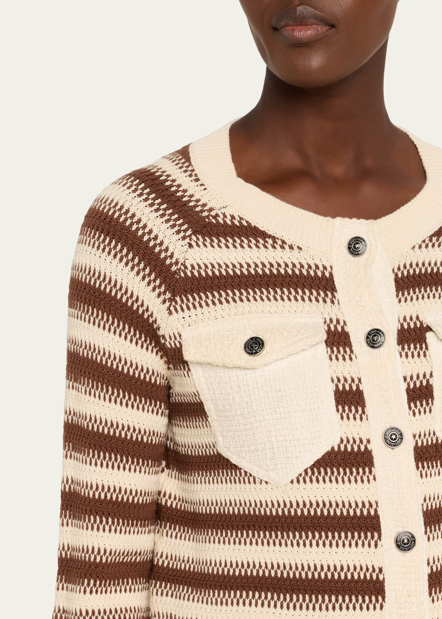 Cinq a Sept Suki Stripe Combo Cardigan - Bergdorf Goodman