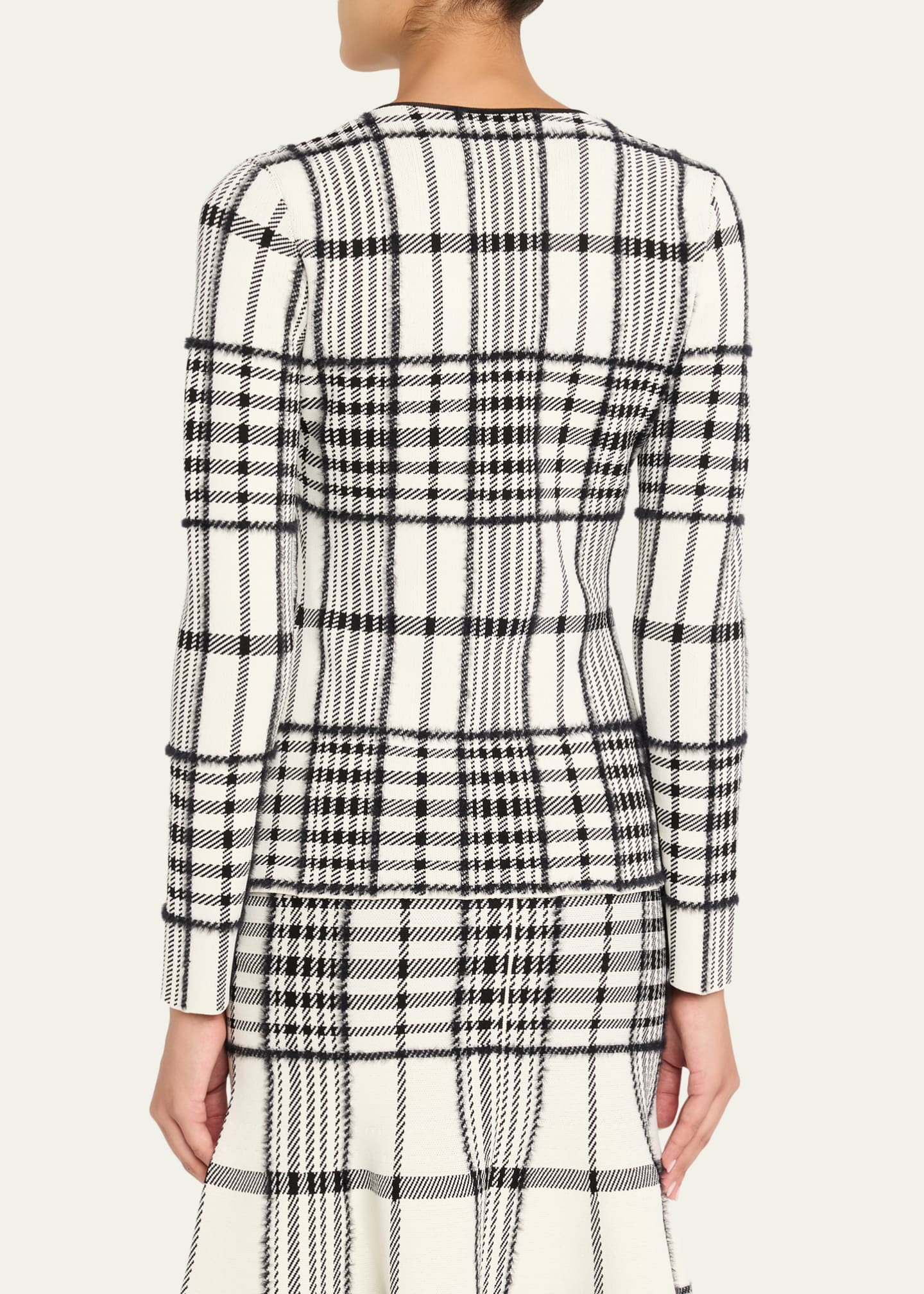 Brandon Maxwell Greer Check Zip Cardigan - Bergdorf Goodman