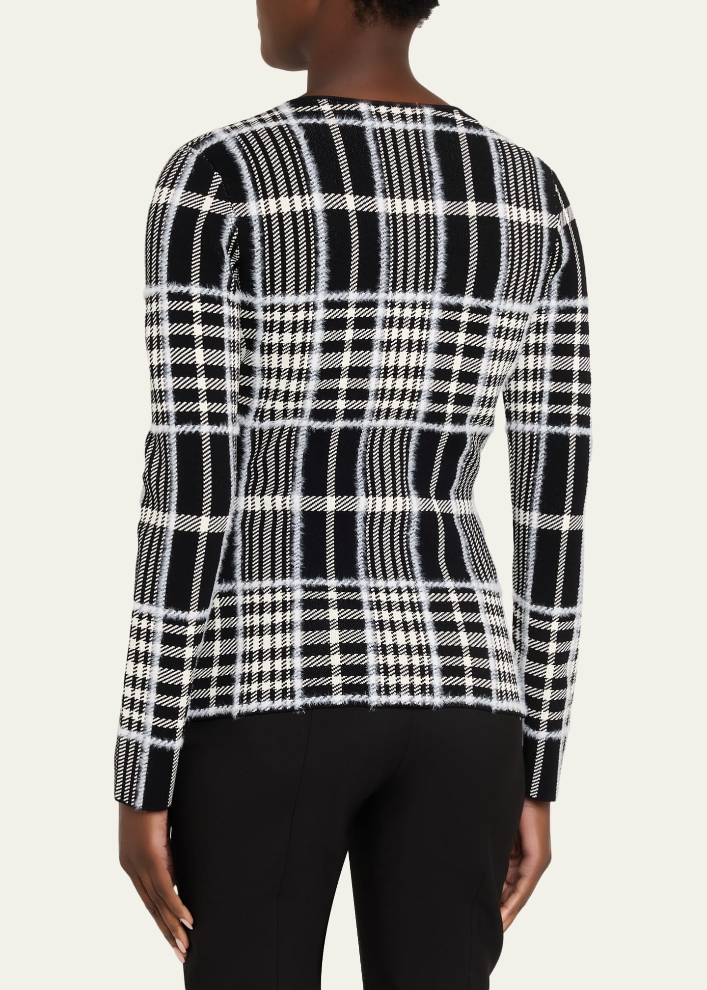 Brandon Maxwell Greer Check Zip Cardigan - Bergdorf Goodman