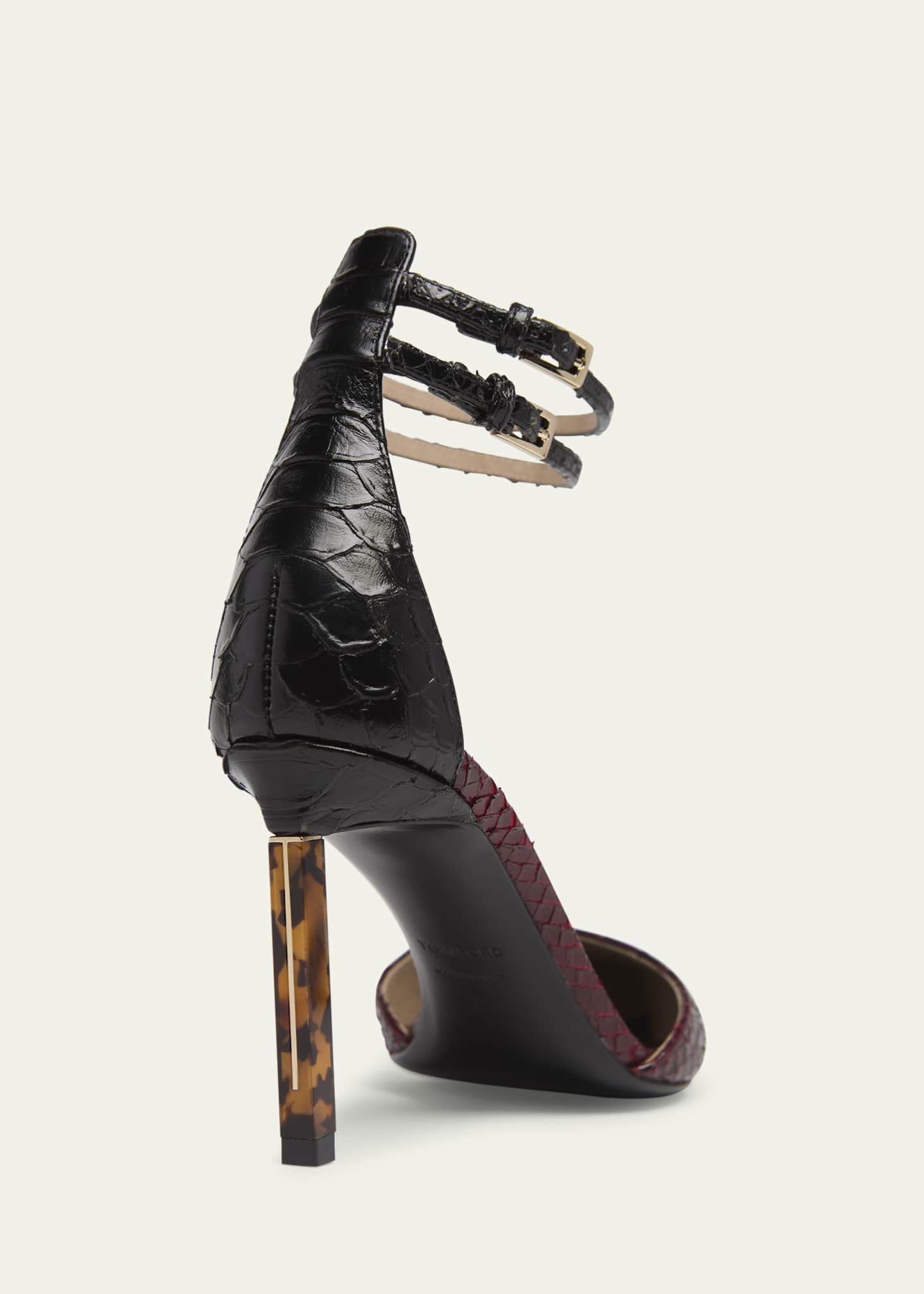 TOM FORD Python-Effect Stiletto T-Strap Pumps - Bergdorf Goodman