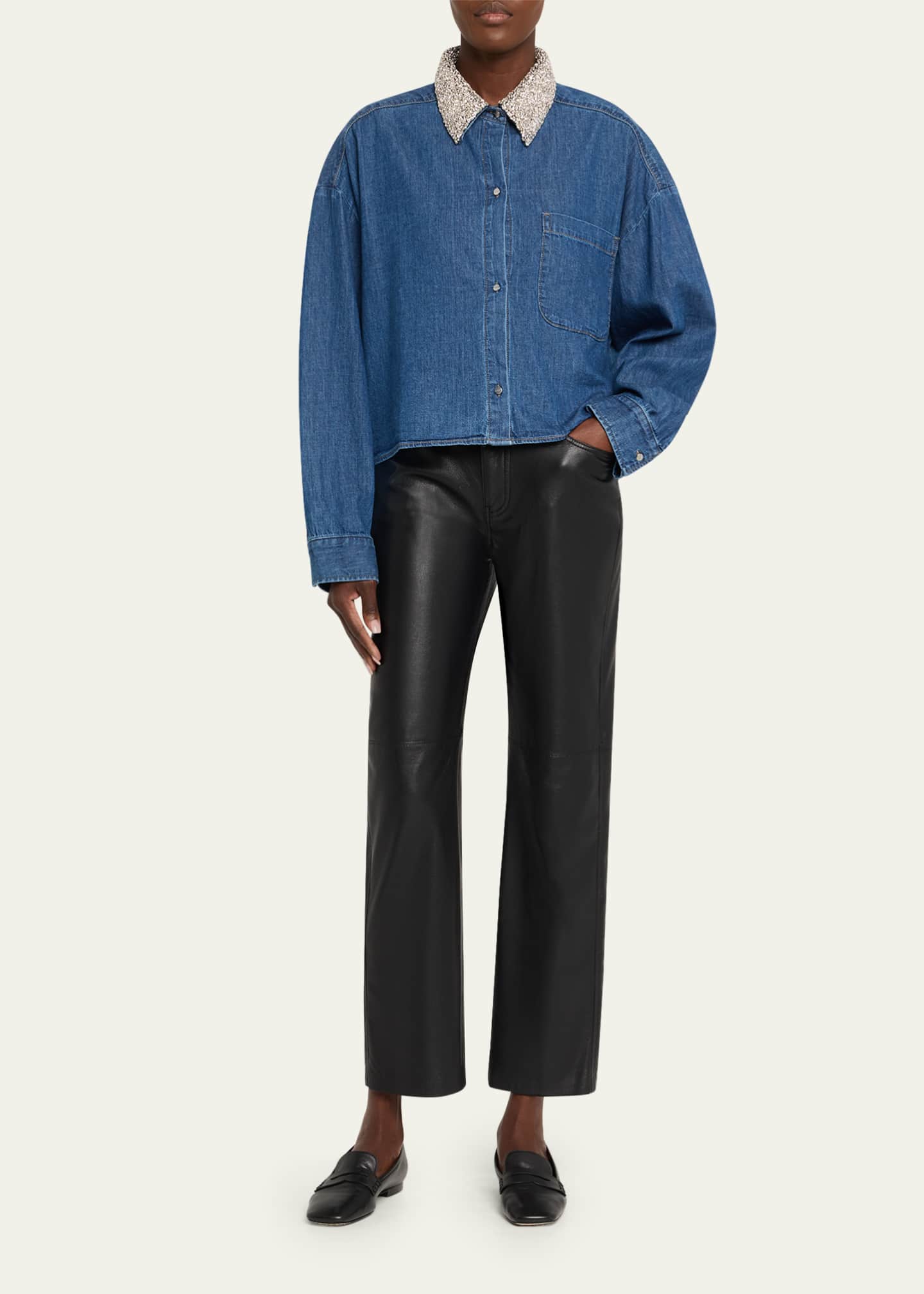 TWP My Ex Denim Shirt with Crystal Collar - Bergdorf Goodman