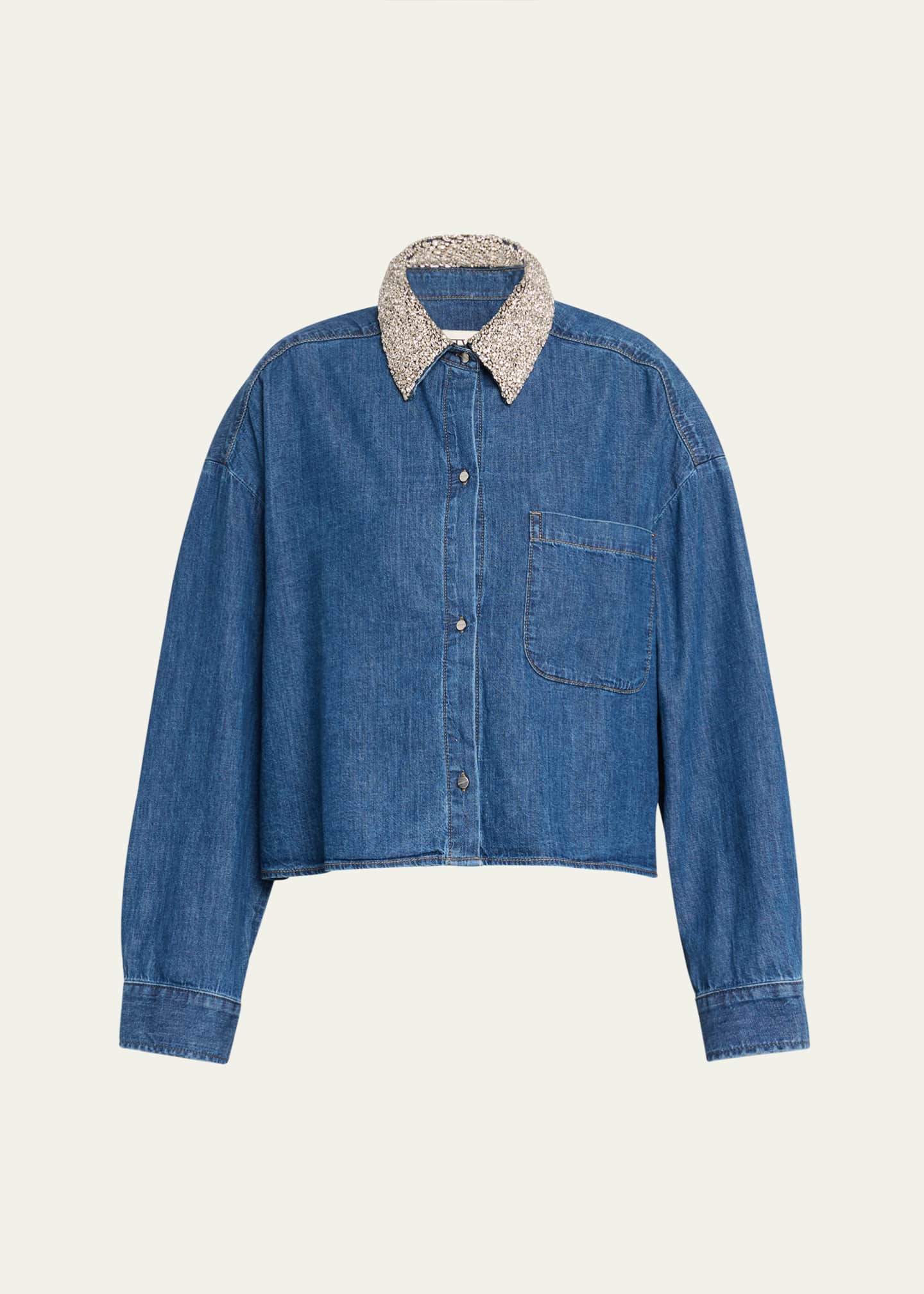 TWP My Ex Denim Shirt with Crystal Collar - Bergdorf Goodman