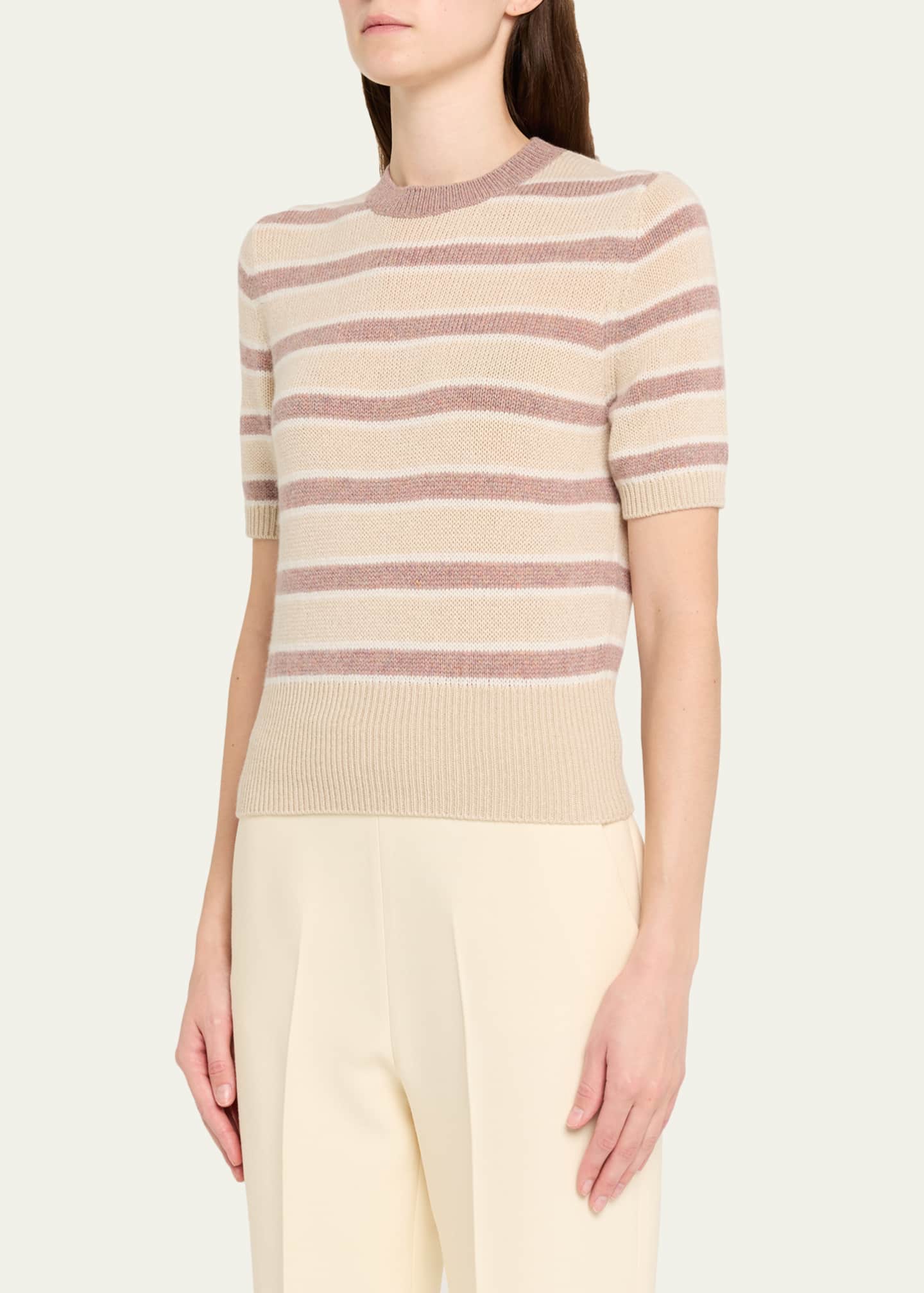 Loro Piana Fobello Cashmere Striped Crewneck Sweater - Bergdorf Goodman