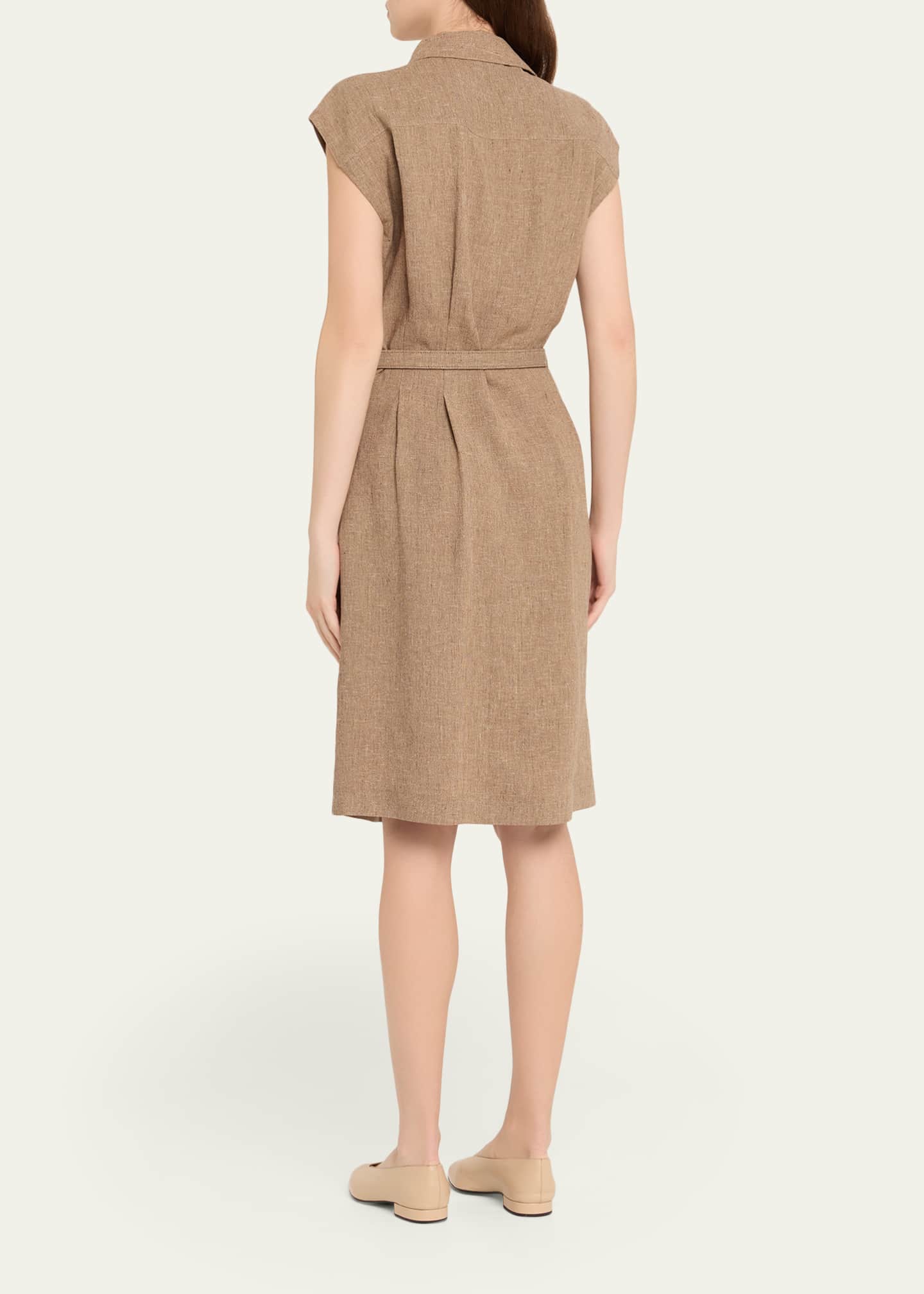Loro Piana Maise Belted Woven Linen Shirtdress - Bergdorf Goodman