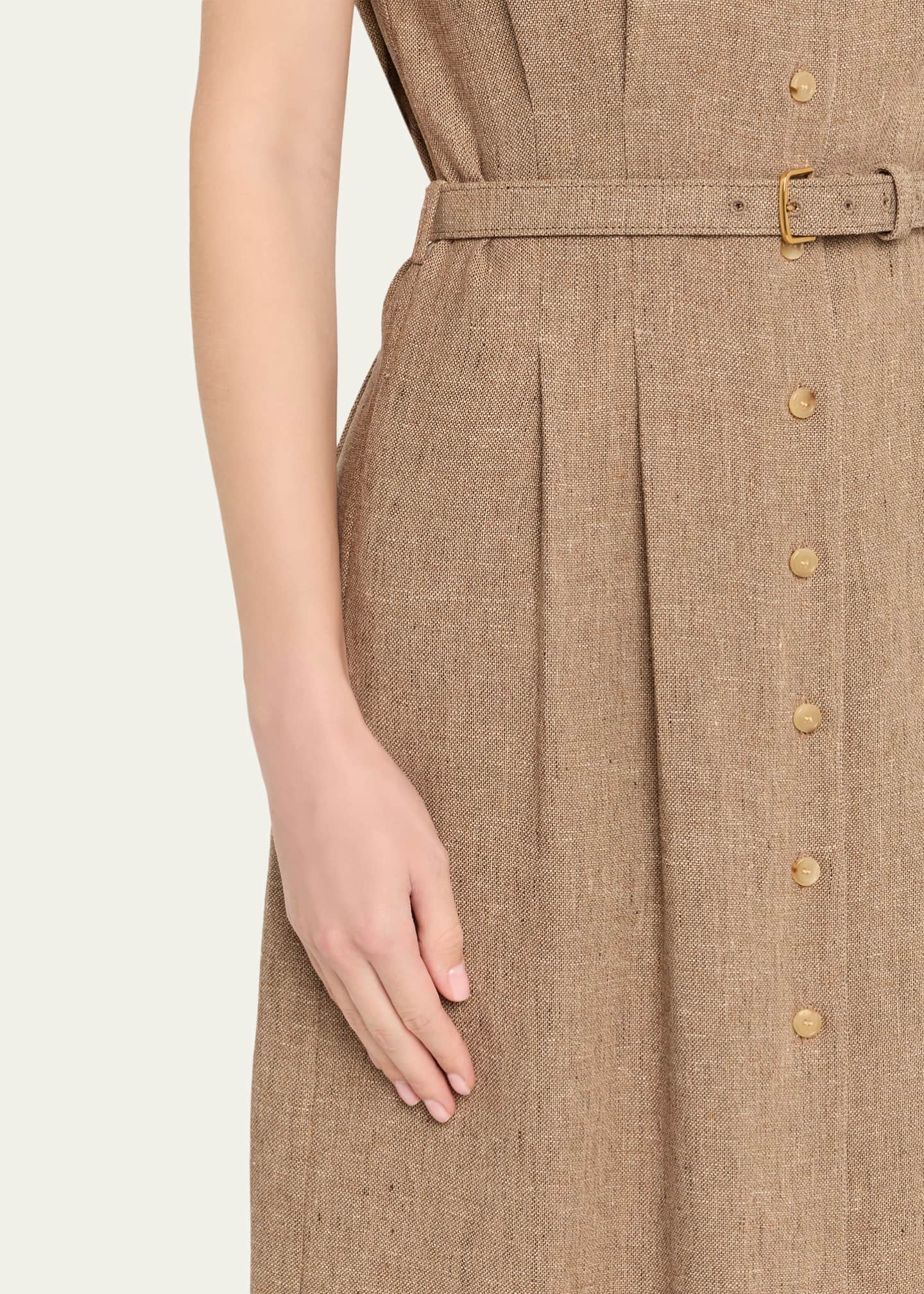 Loro Piana Maise Belted Woven Linen Shirtdress - Bergdorf Goodman