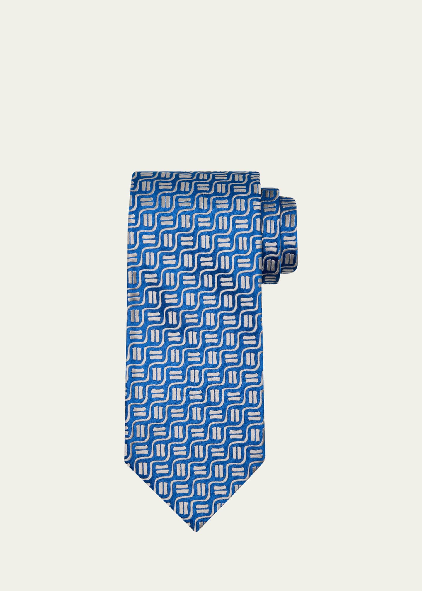 Charvet Men's Wavy Geometric Jacquard Silk Tie - Bergdorf Goodman