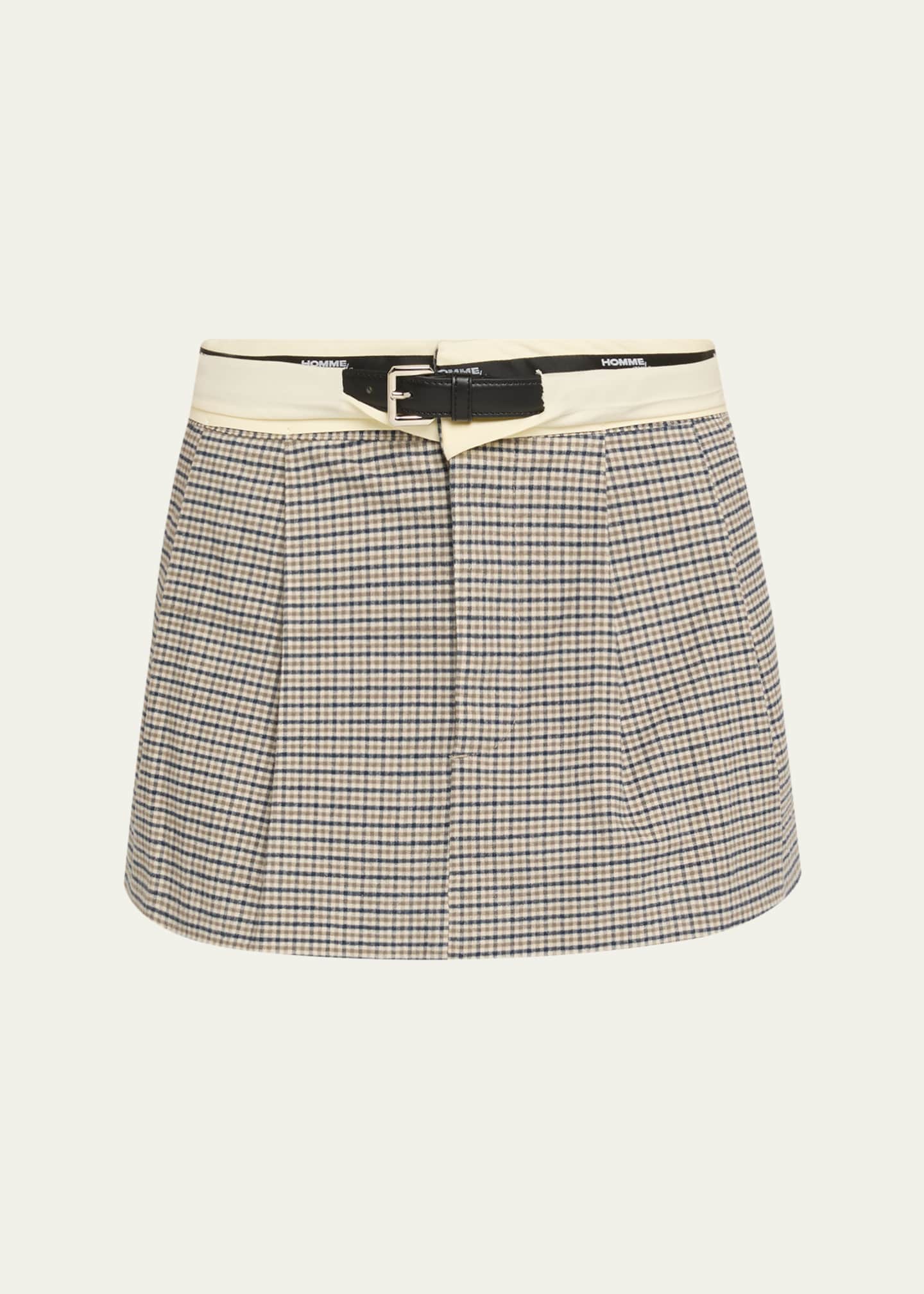 HOMMEGIRLS Belted Flip-Waist Check Mini Skirt - Bergdorf Goodman