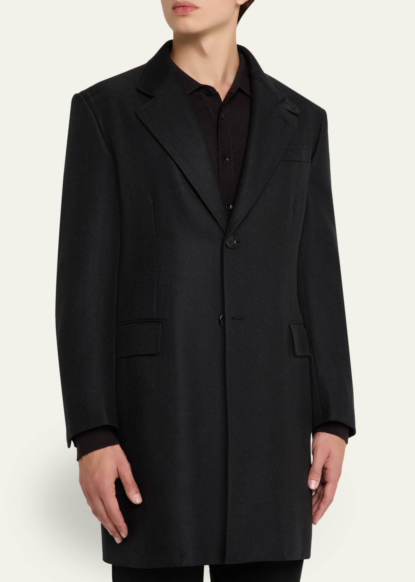 Brioni Men's Wool Chevron Single-Breasted Overcoat - Bergdorf Goodman
