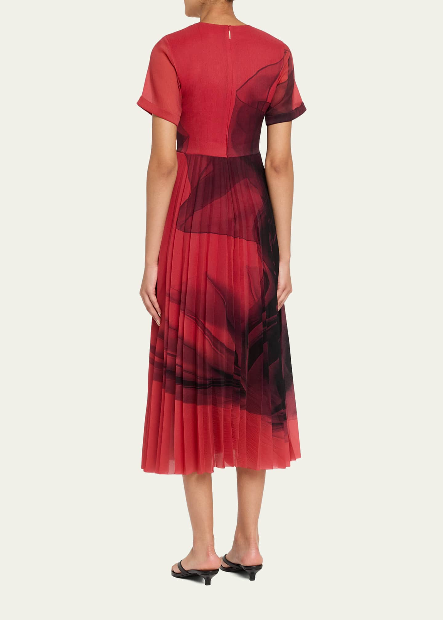Jason Wu Collection Dancing Pleat Short-Sleeve Pleated Midi Dress ...
