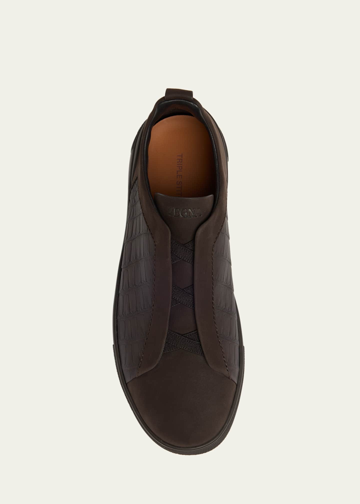 ZEGNA Men's Triple Stitch™ Alligator and Nubuck Slip-On Sneakers ...