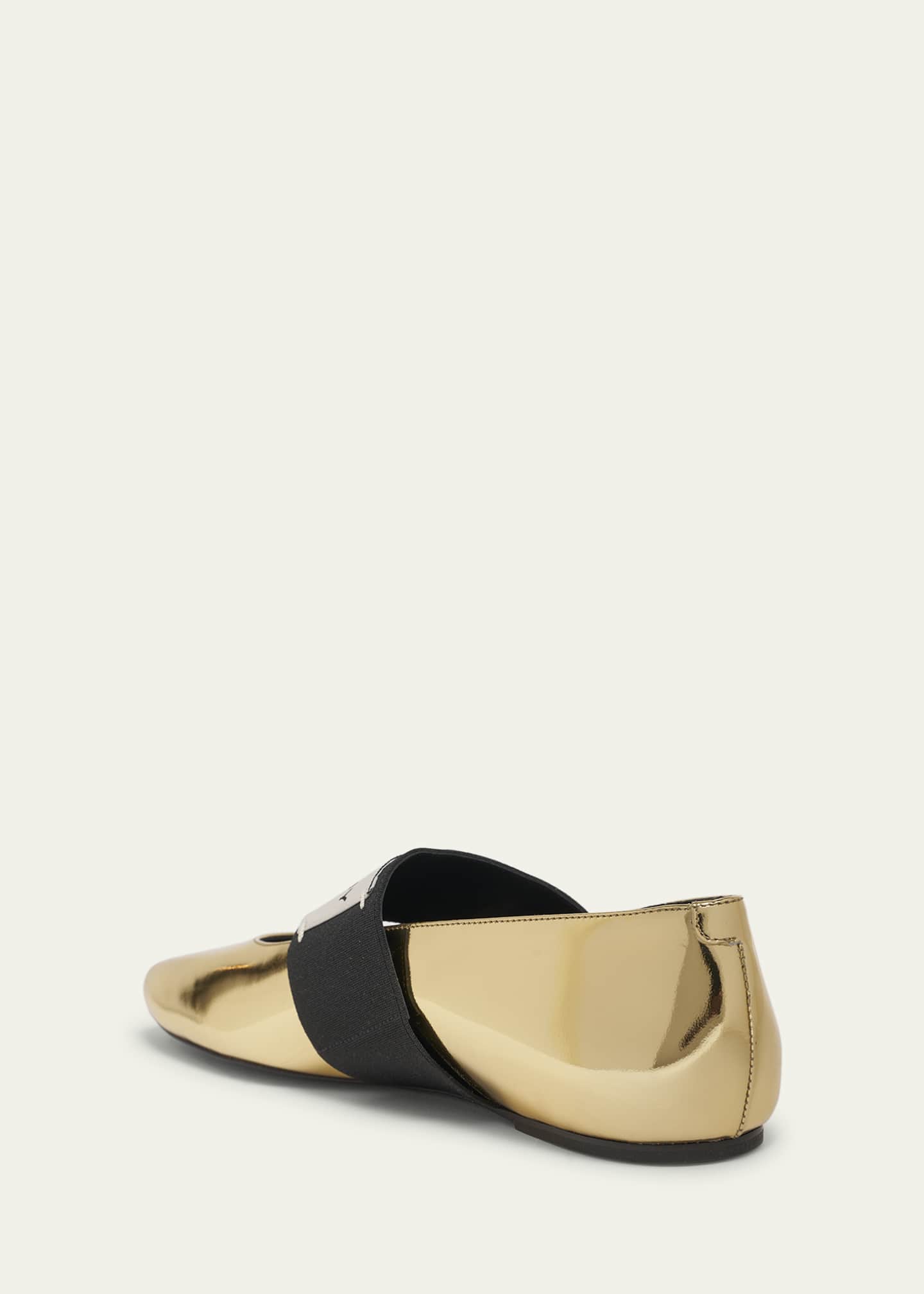 Givenchy Square Label Metallic Leather Ballerina Flats - Bergdorf Goodman