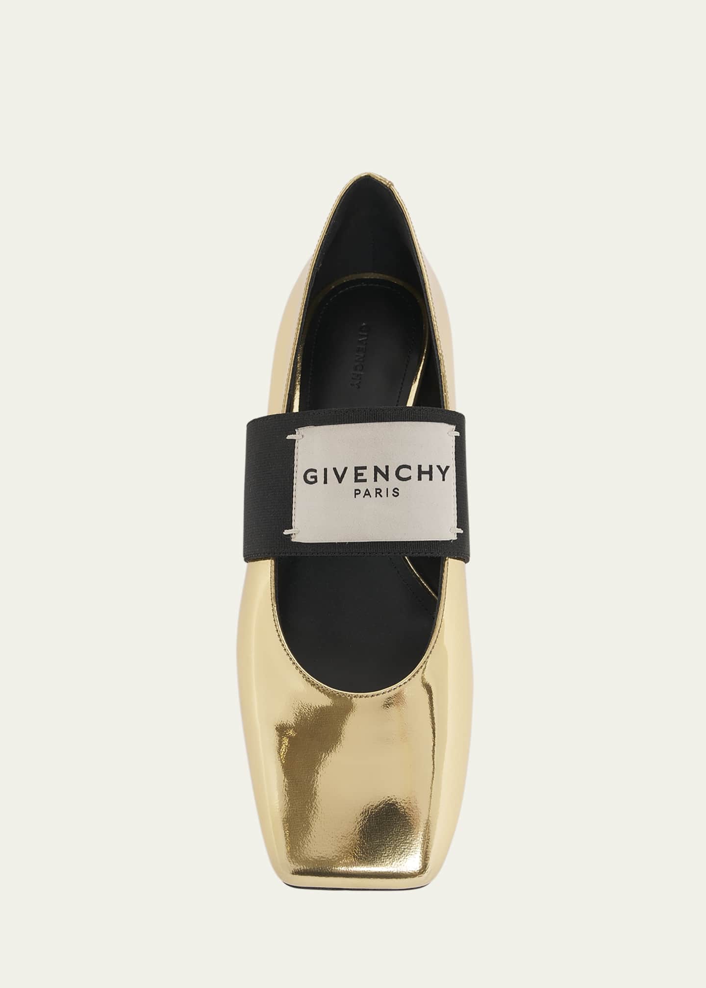 Givenchy Square Label Metallic Leather Ballerina Flats - Bergdorf Goodman