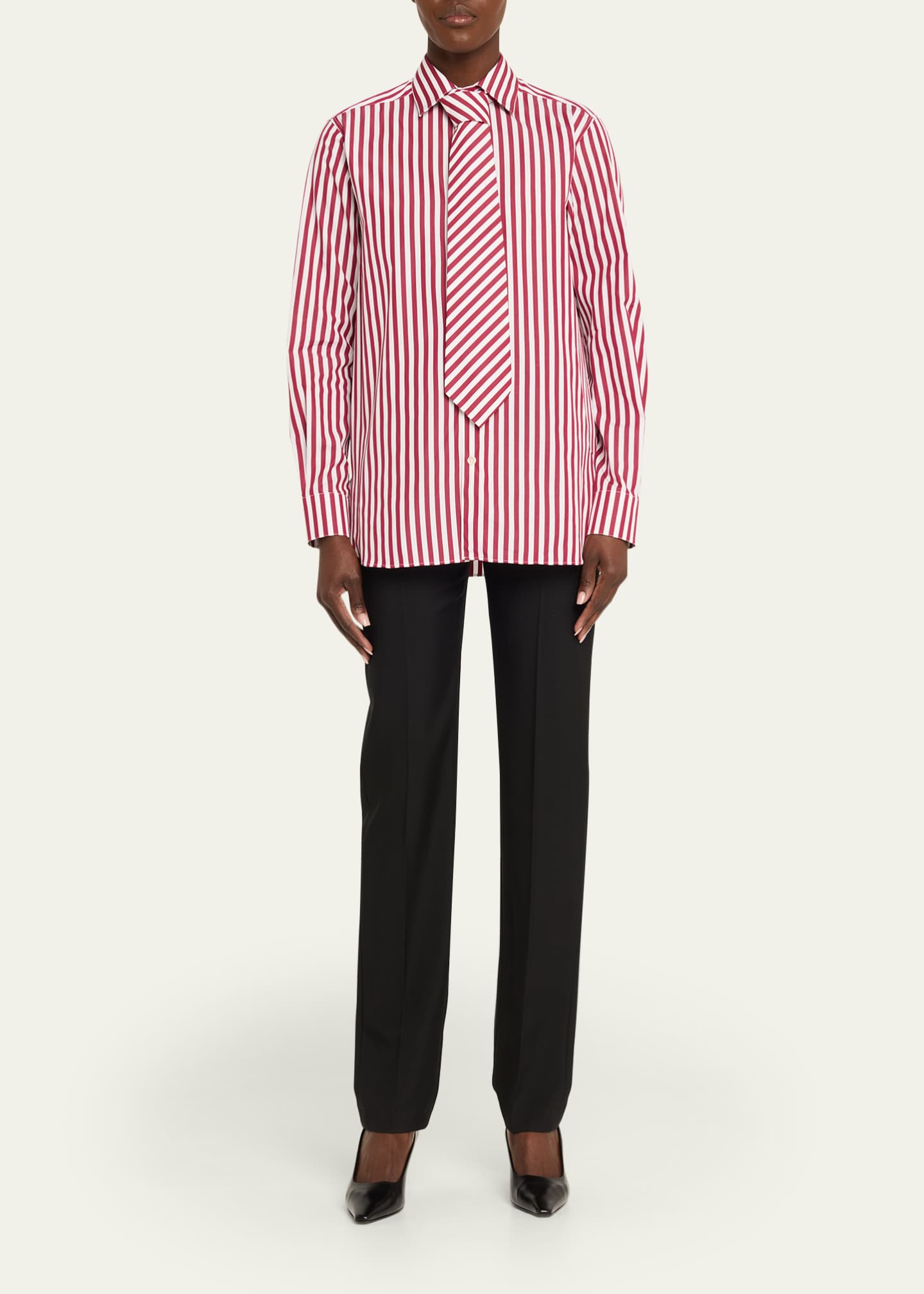 Sebline Striped Neck-Tie Button-Down Shirt - Bergdorf Goodman